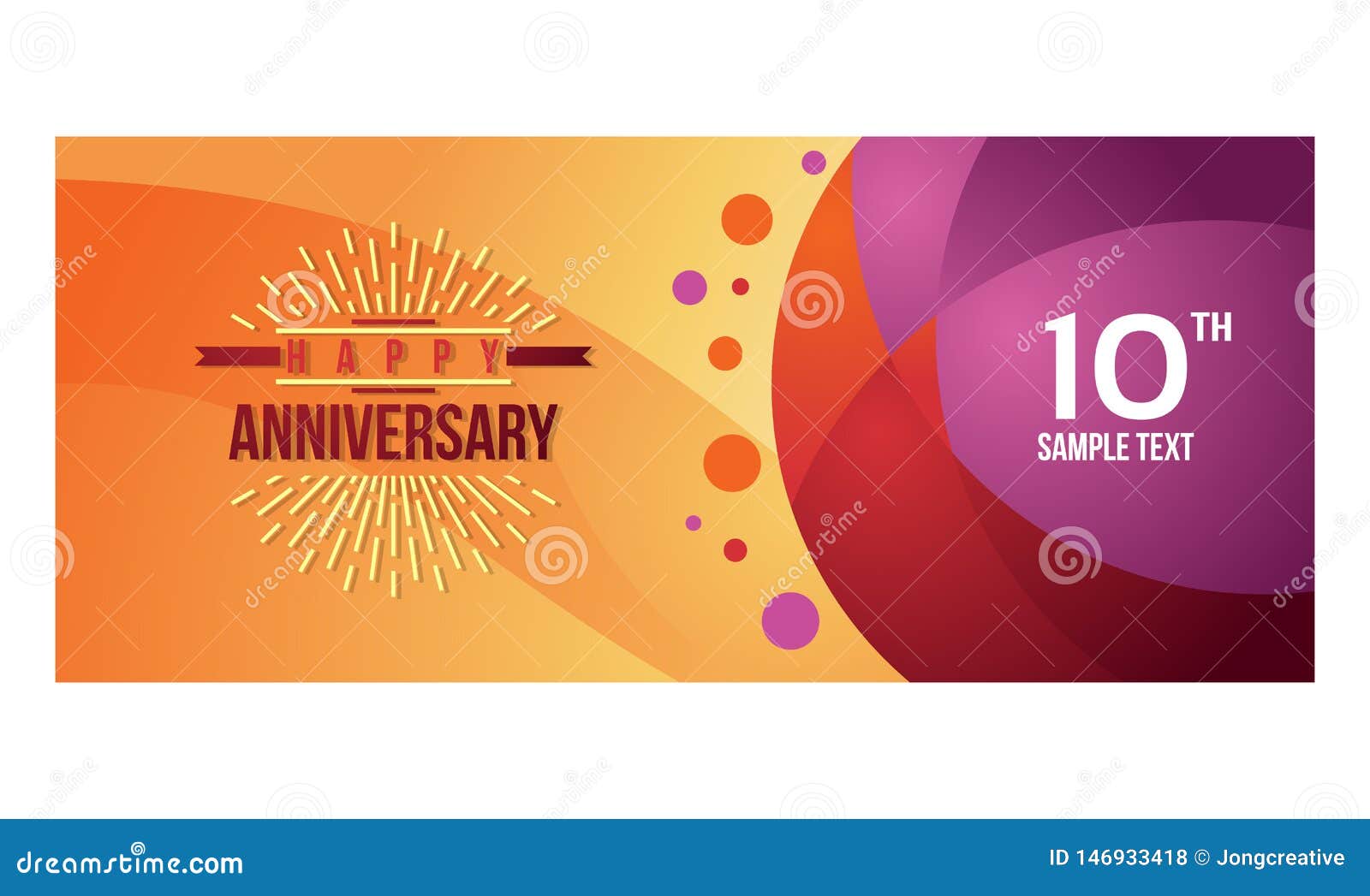 Happy Anniversary 10 Years Banner Clean Vector Illustration Stock ...