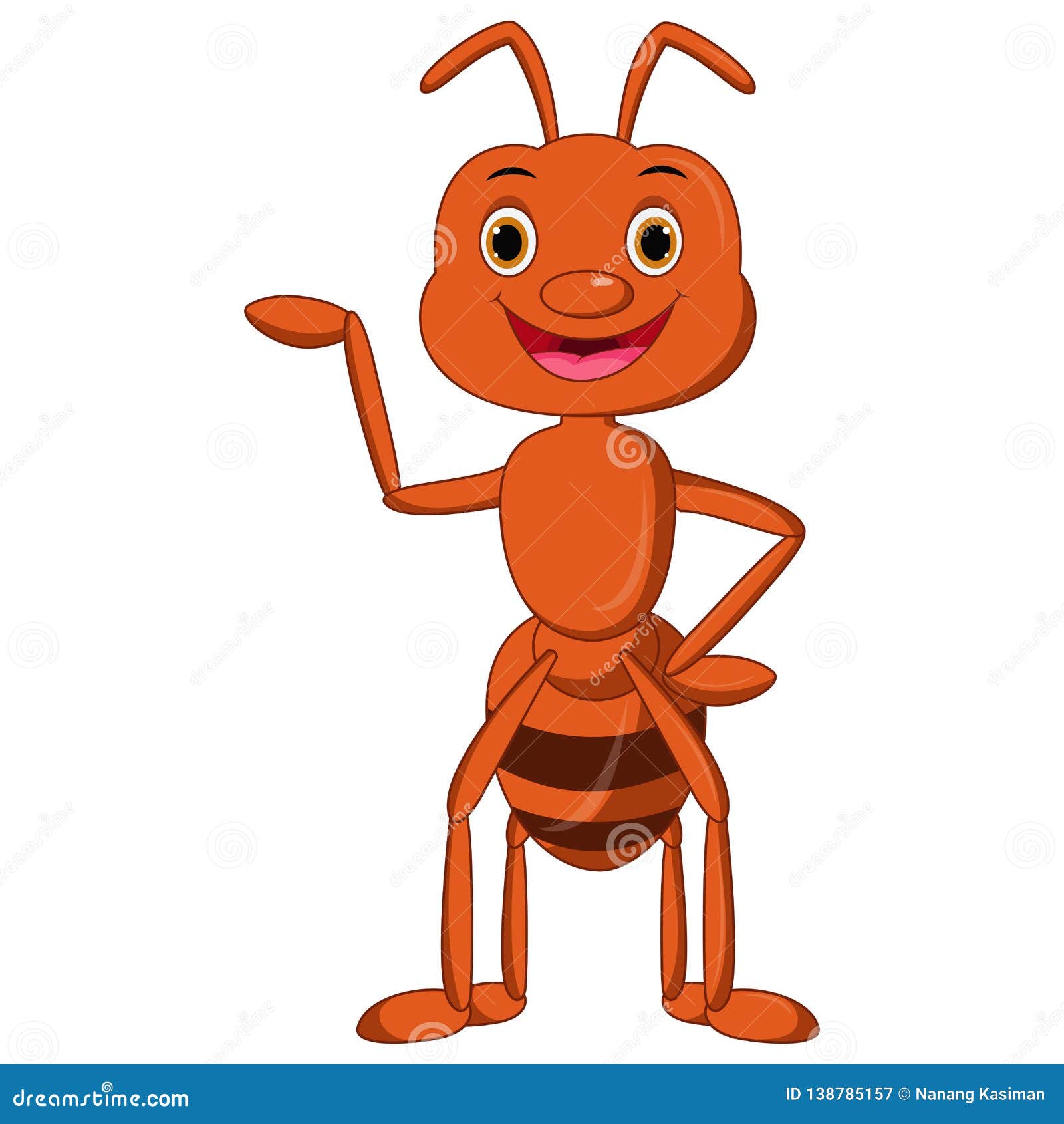 Happy Ant Cartoon Presenting Stock Vector - Illustration of brown ...