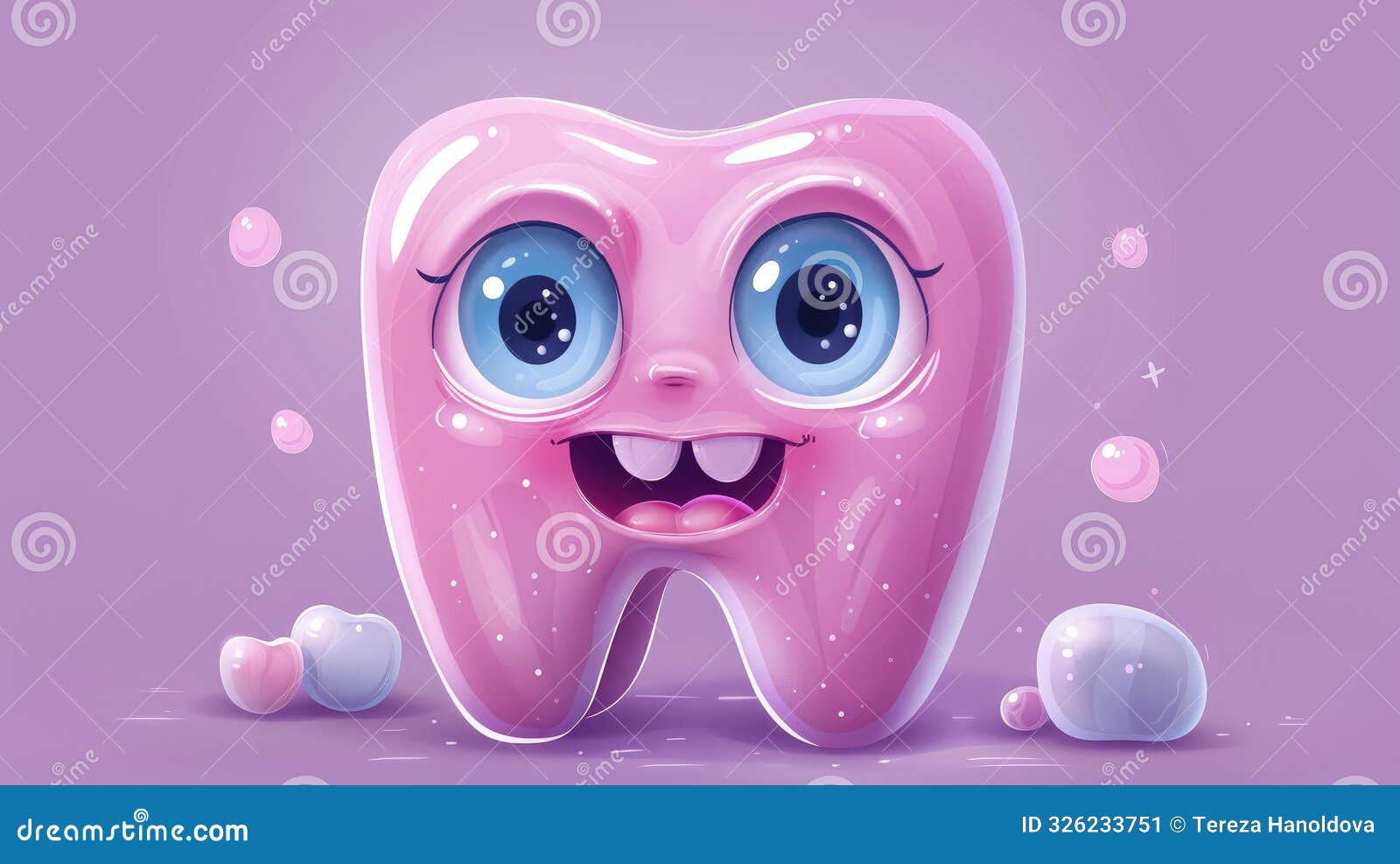 Happy Anthropomorphic Tooth Smiling With Rosy Cheeks On Pink Background ...