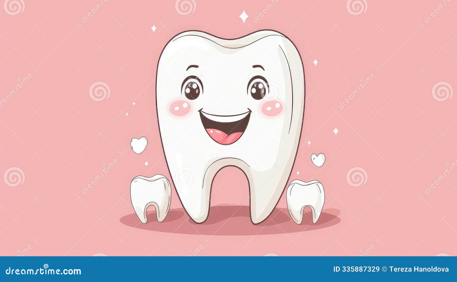 Happy Anthropomorphic Tooth Smiling With Rosy Cheeks On Pink Background ...