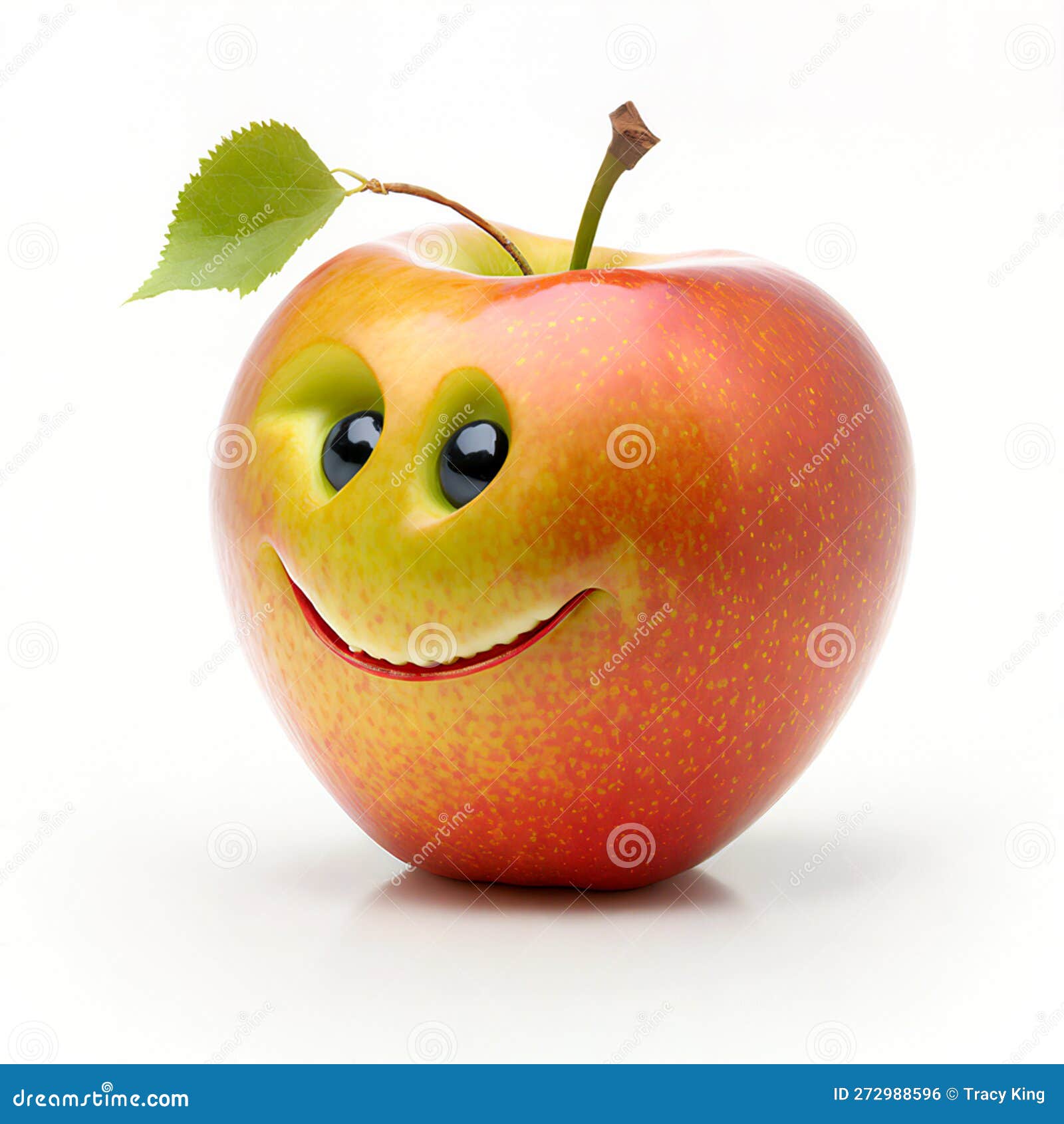 Happy Apple with a Big Smile Stock Photo - Image of eating, tasty ...