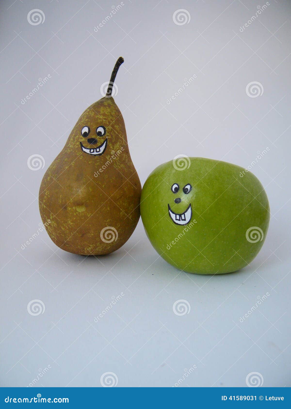 Apple and Pear Shape Friends on Diet Stock Image - Image of fruit ...