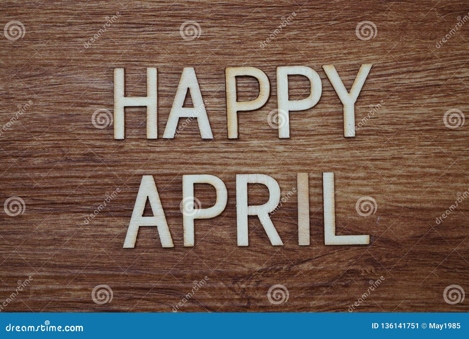 Happy April Text Message on Wooden Background Stock Image - Image of ...