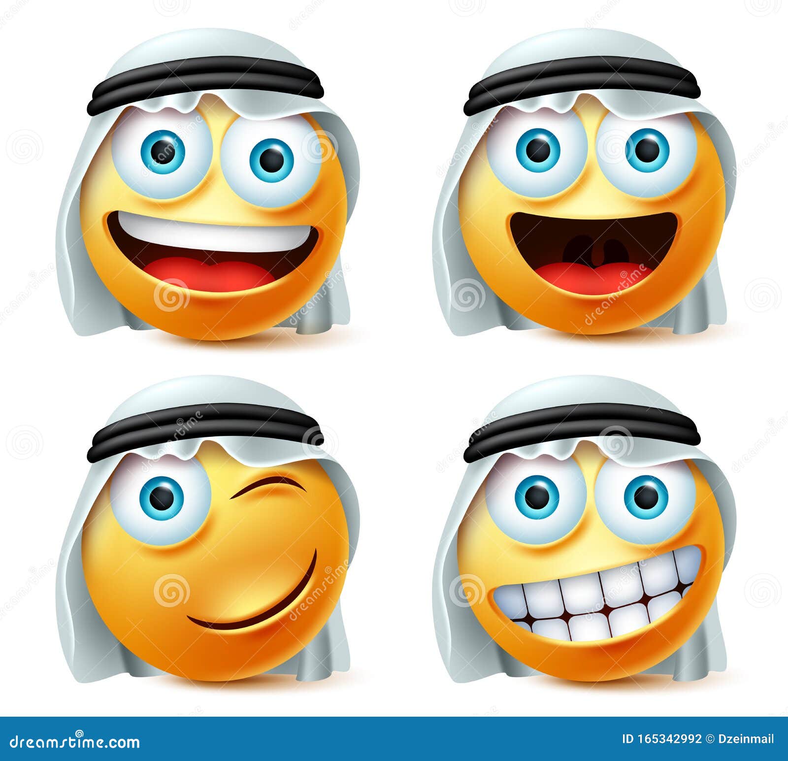 Happy Arab Emoji And Emoticon Vector Set Saudi Arabian Cute Emojis Face With Happy Naughty And 3706