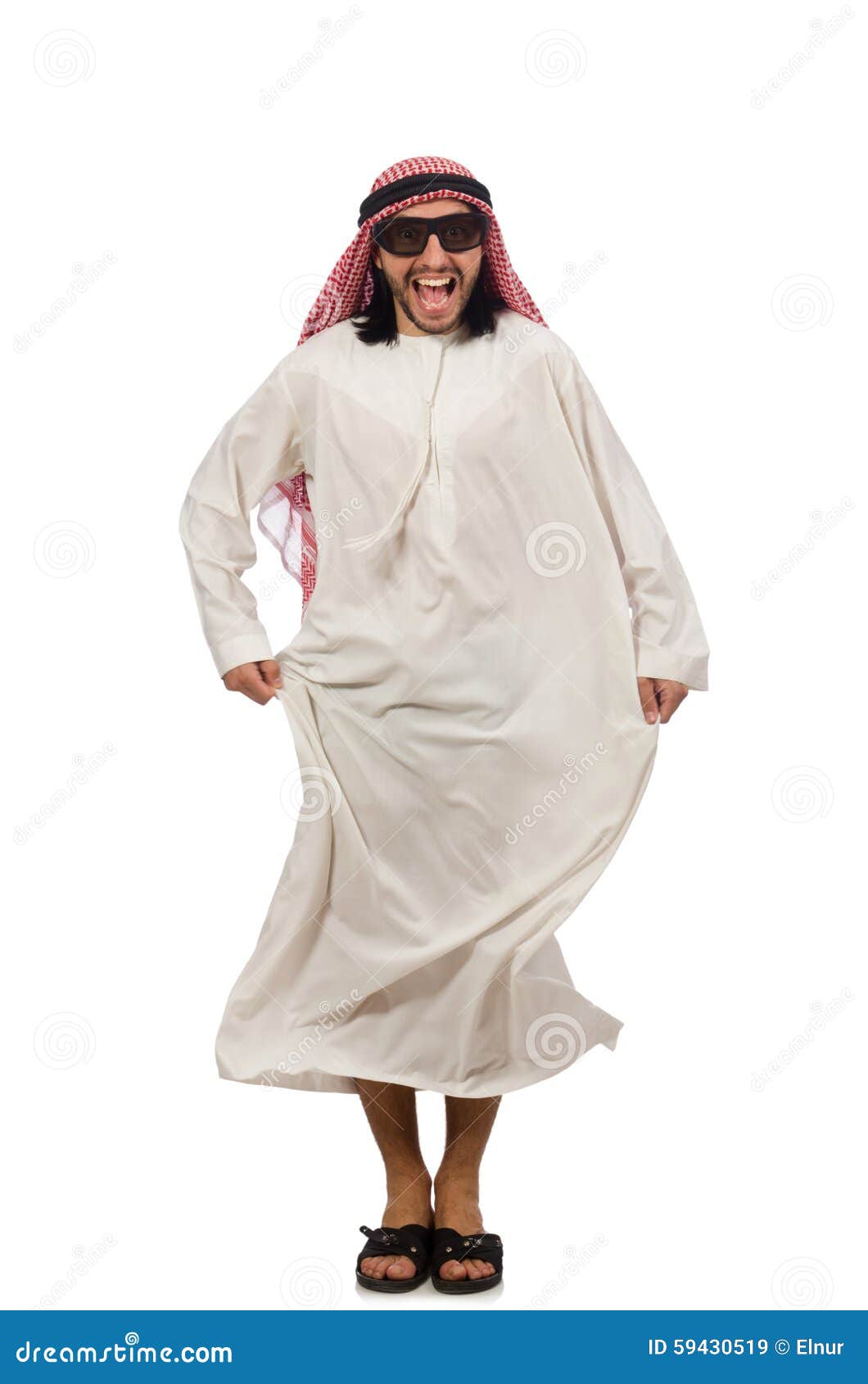 Happy Arab Man Isolated on White Stock Image - Image of case, islamic ...