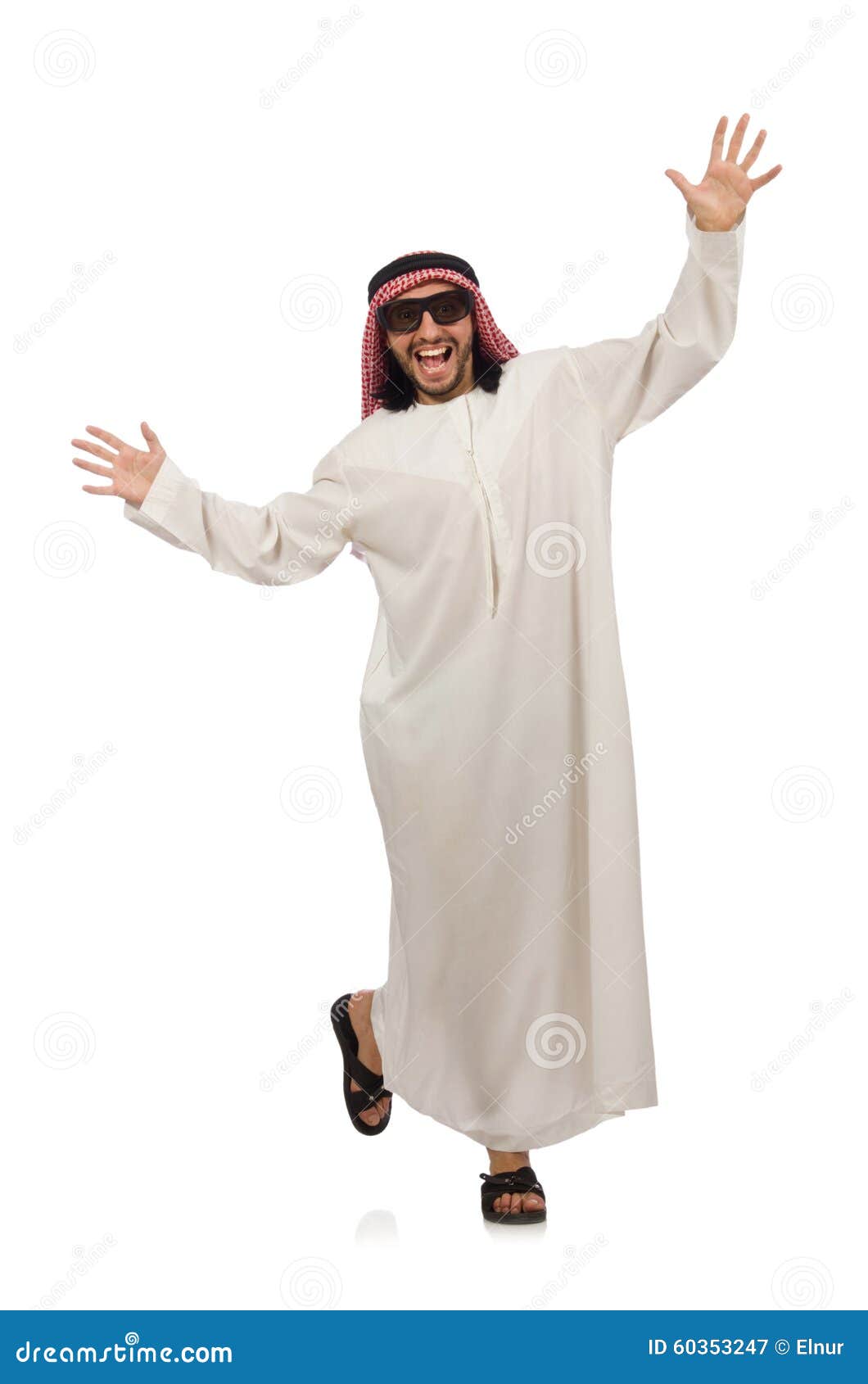 Happy Arab Man Isolated on White Stock Image - Image of happy ...