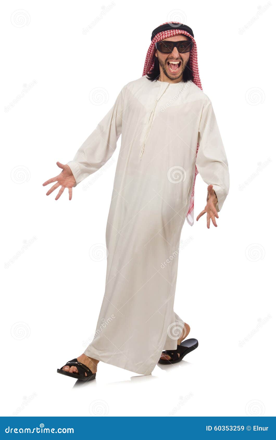 Happy Arab Man Isolated on White Stock Image - Image of case, cheerful ...