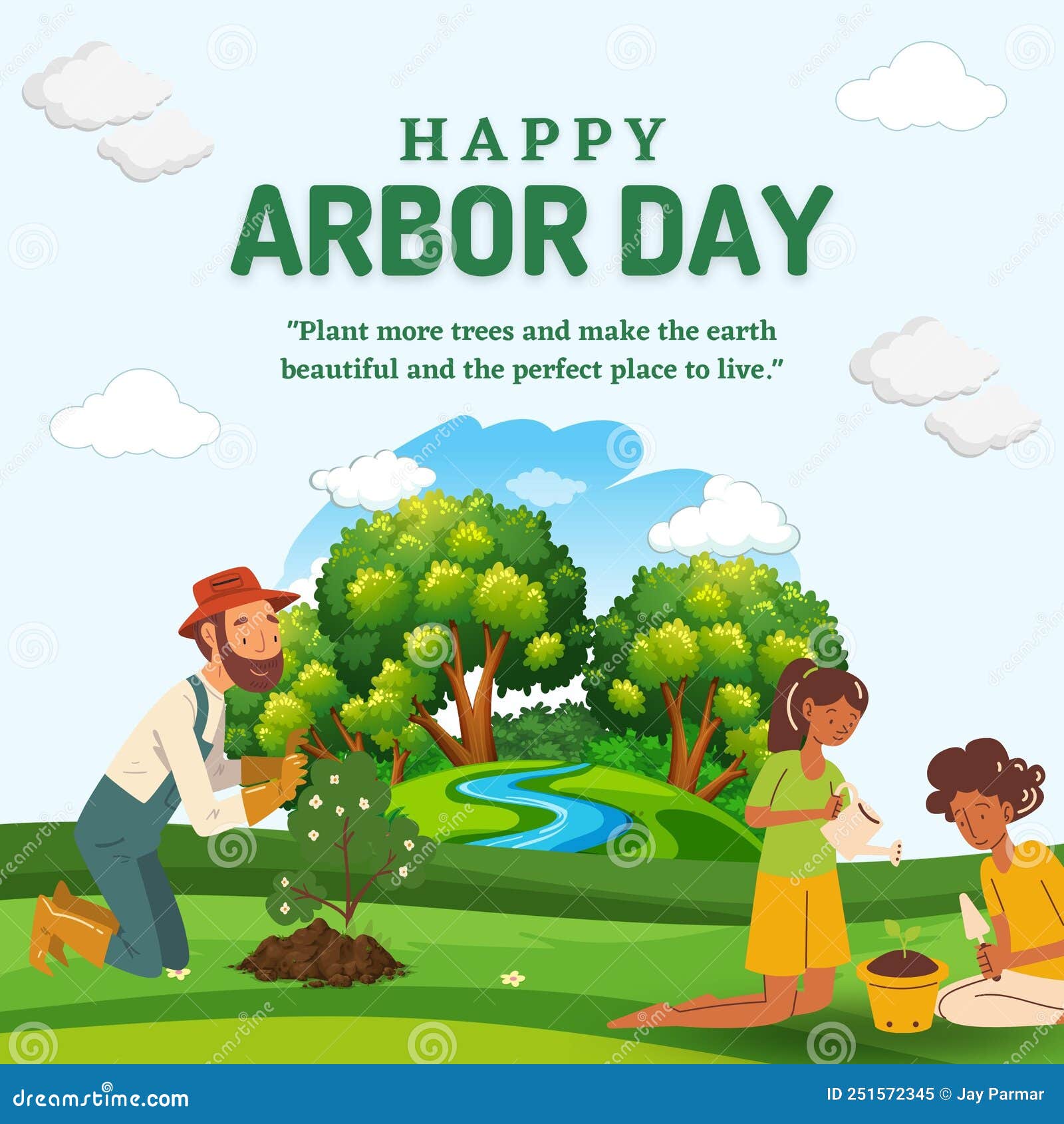 Happy Arbor Day (Instagram Post Stock Illustration - Illustration of ...