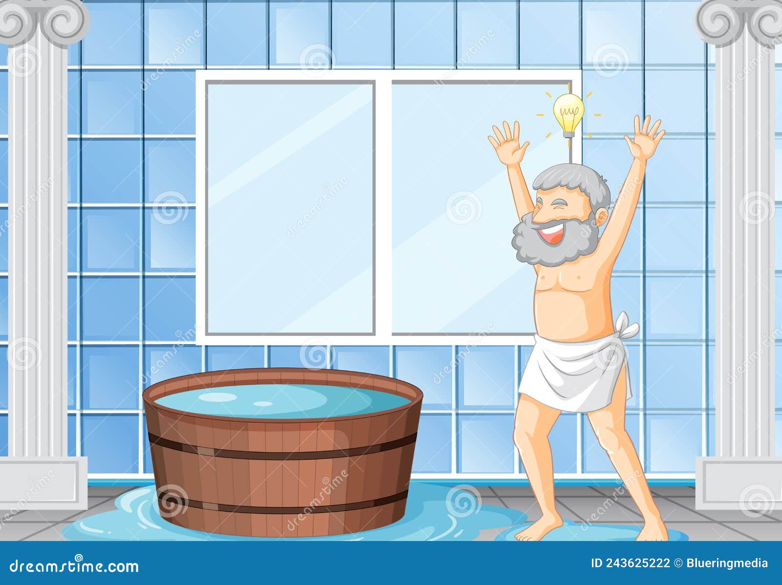 Archimedes In Bathtub Cartoon Vector | CartoonDealer.com #51839773