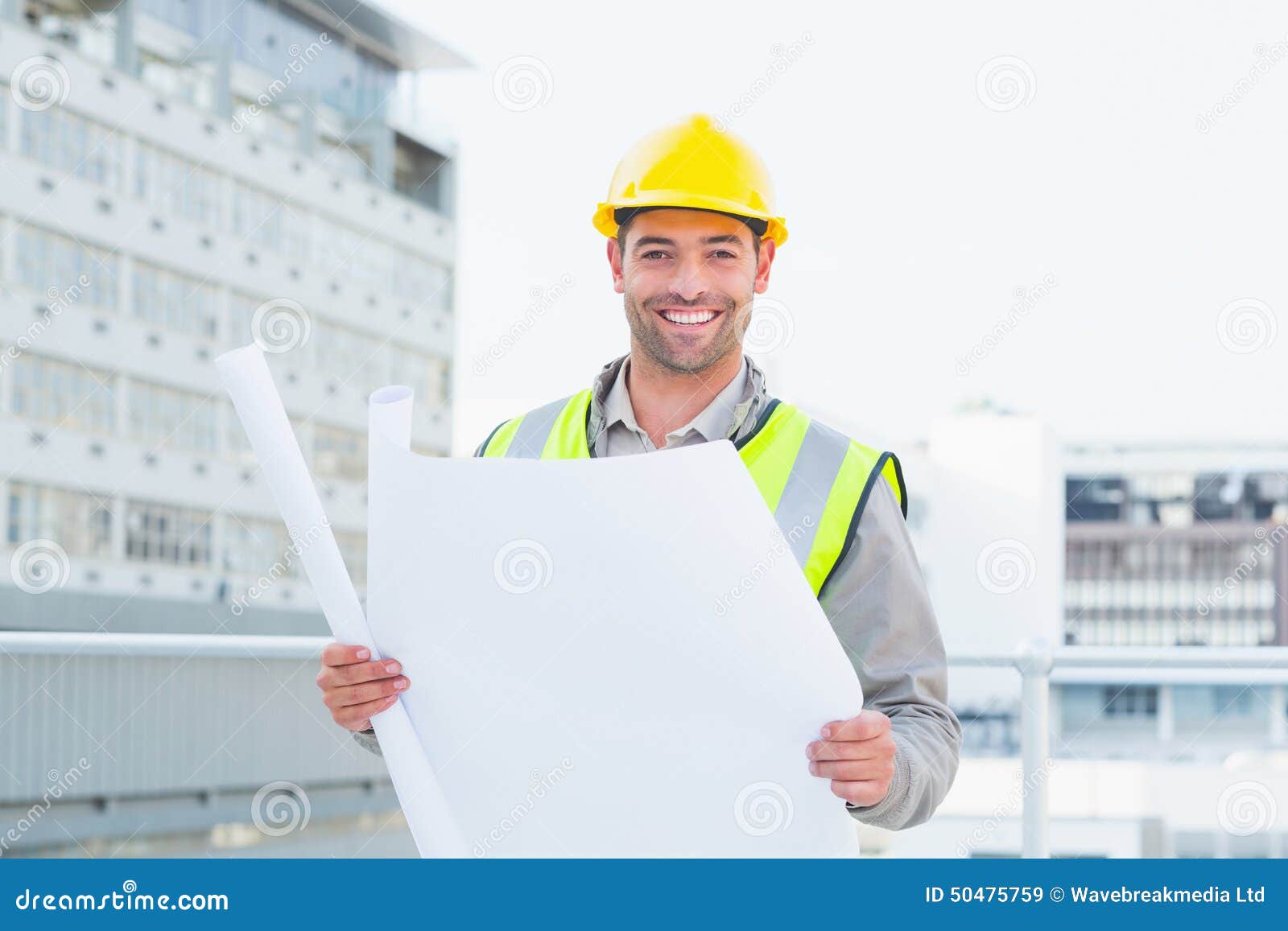 Happy Architect Holding Blueprints Outside Building Stock Image - Image ... Happy Architect Holding Blueprints Outside Building Stock Image - Image ...