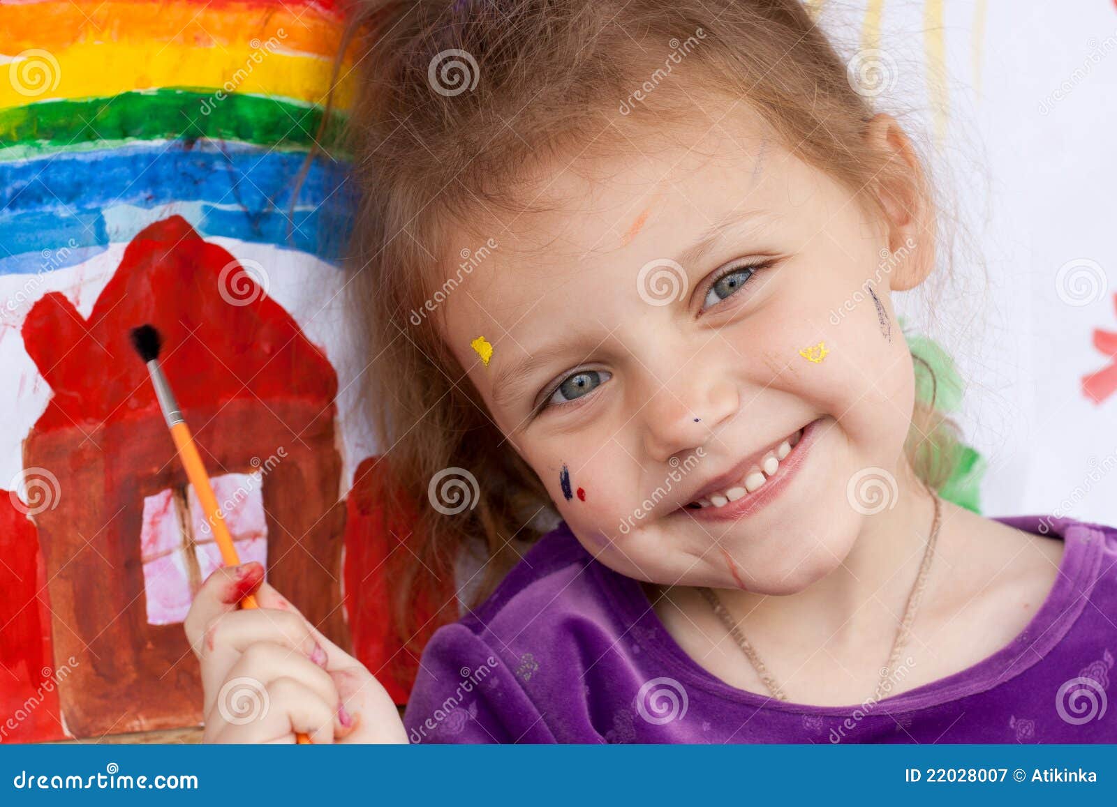Happy artist stock image. Image of painting, hildren - 22028007