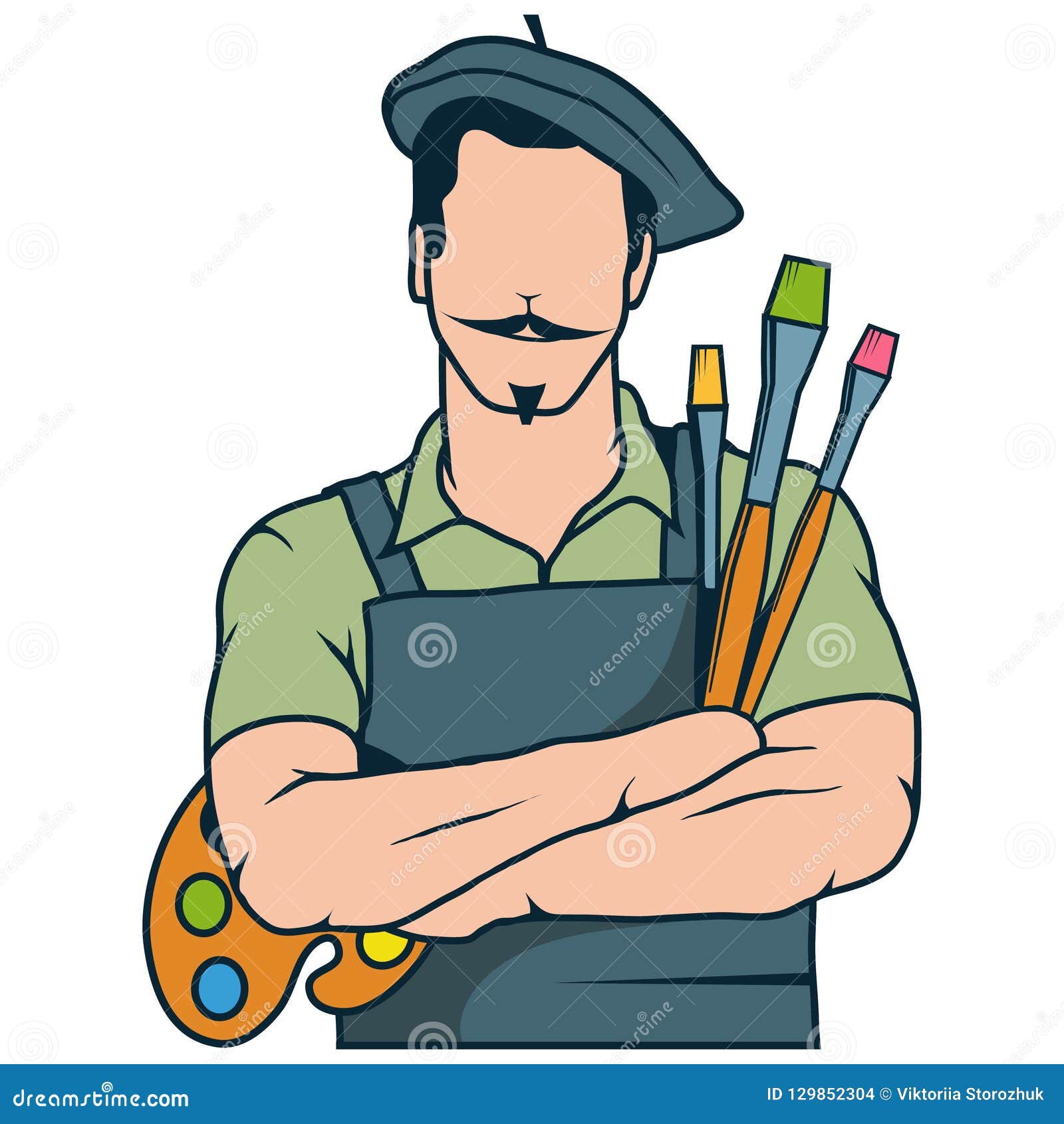 Happy Artist Painter, Artist Painter Logo Stock Vector - Illustration ...