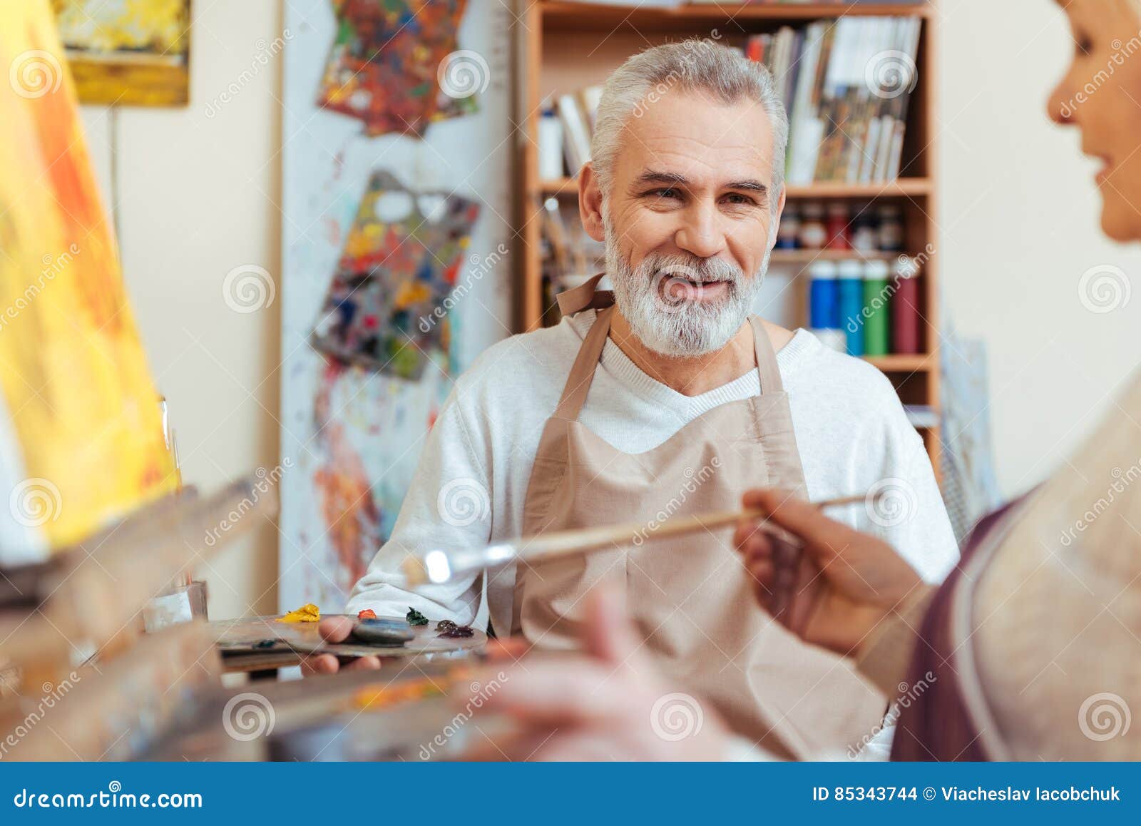 Happy Artist Painting in Class Stock Photo - Image of inspiration ...