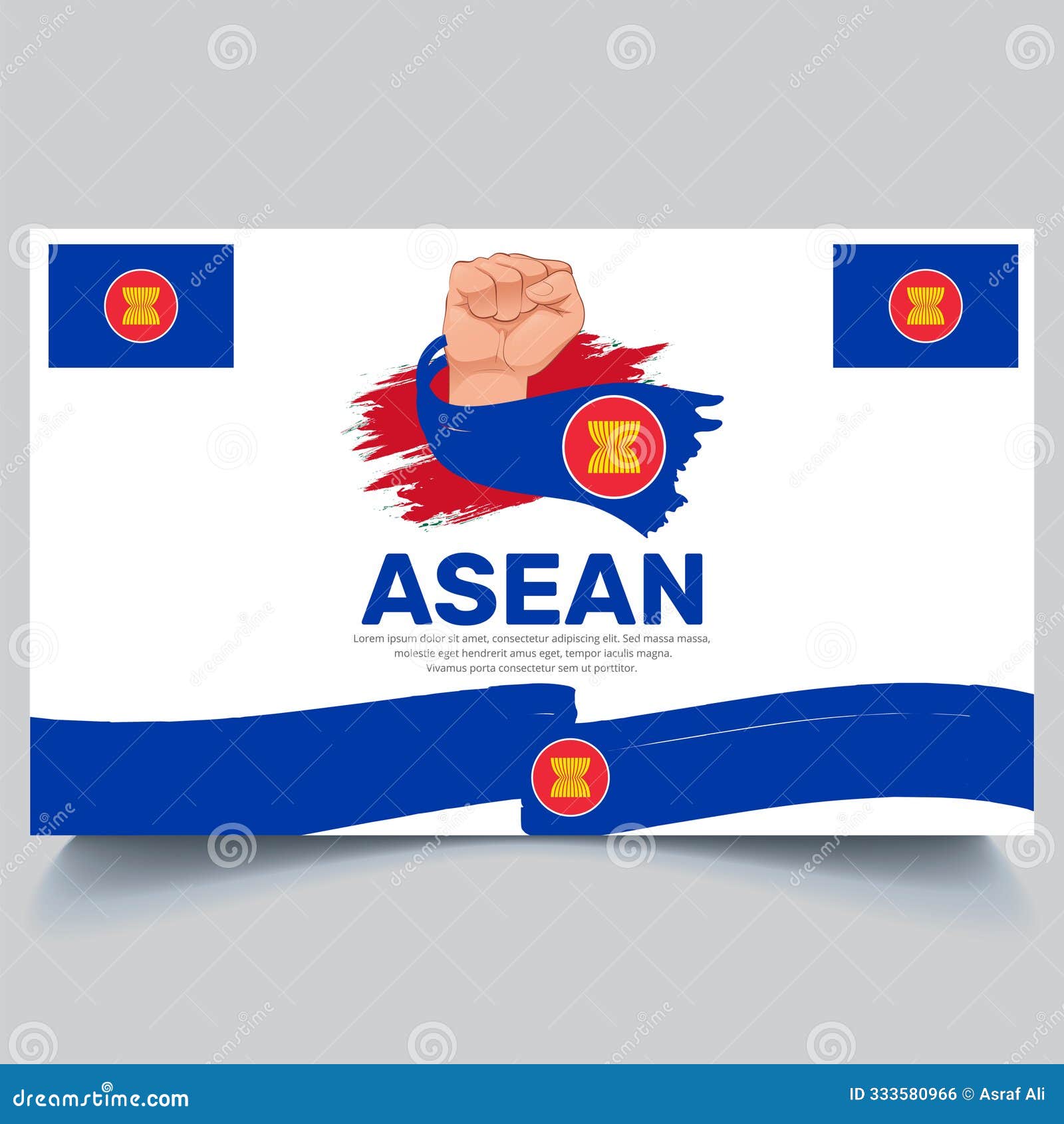 Happy Asean Banner and Hand Flag Design Vector Stock Vector ...
