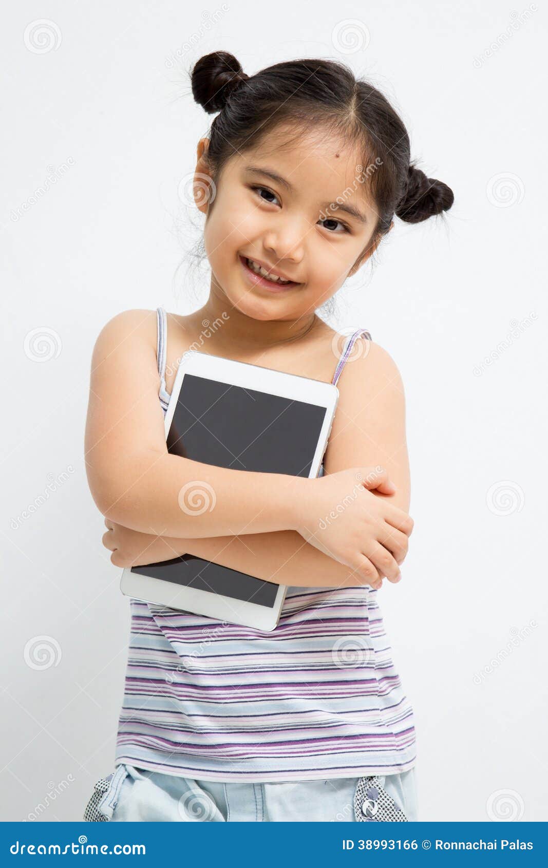 Happy Asian Child with Tablet Computer Stock Photo - Image of holding ...