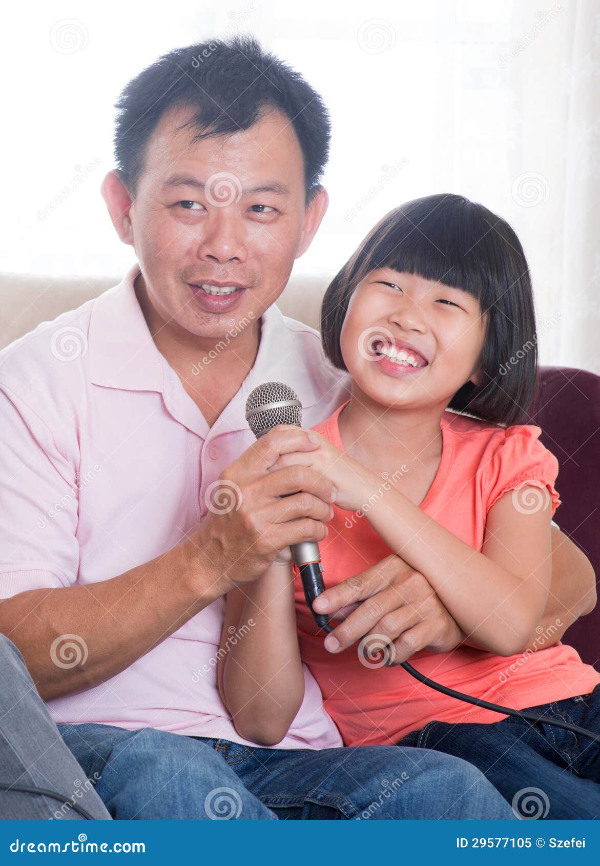 Happy Asian Family Singing Karaoke Stock Image - Image of chinese ...
