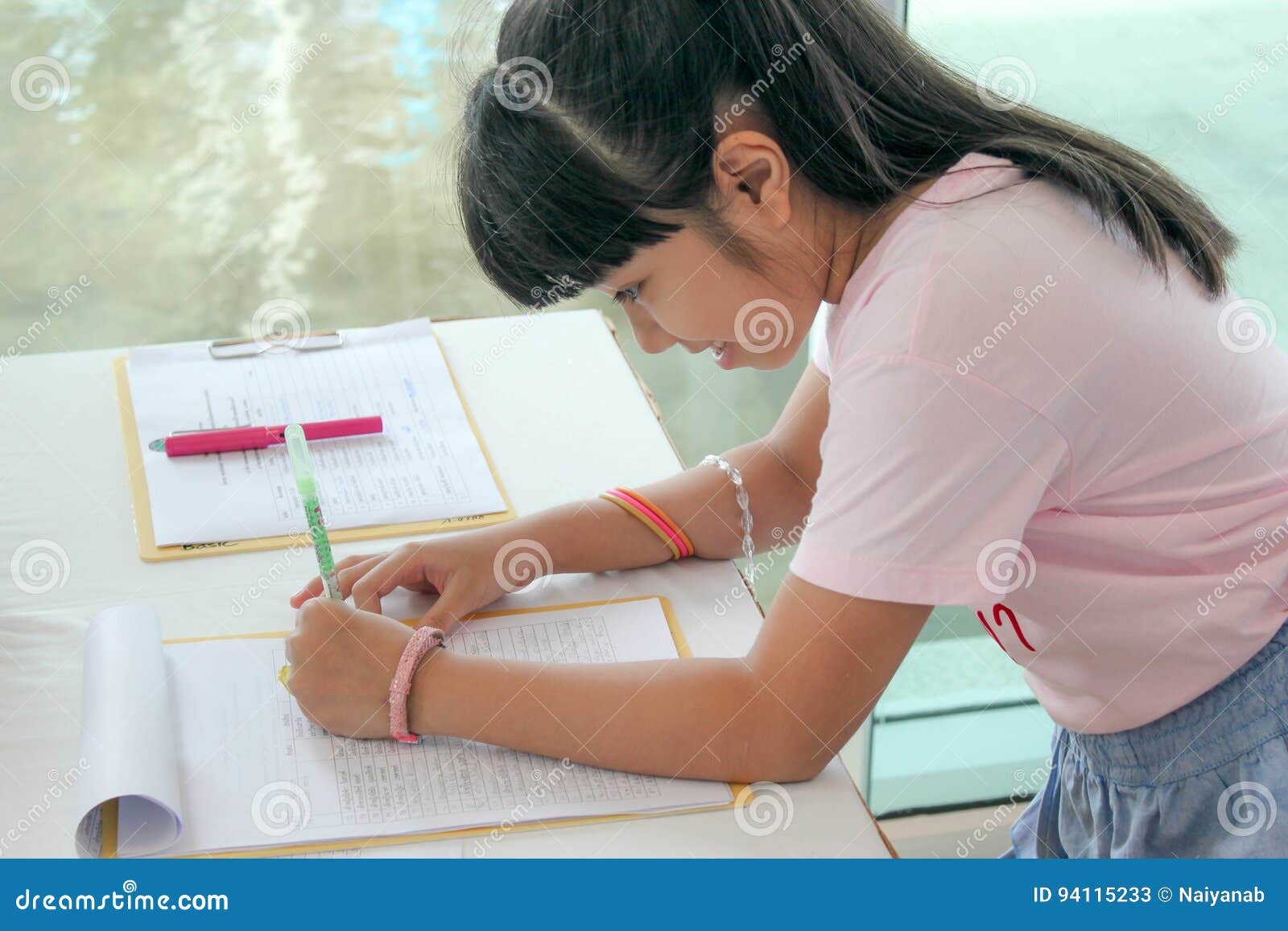 Happy Asian kid writing stock image. Image of face, asian - 94115233