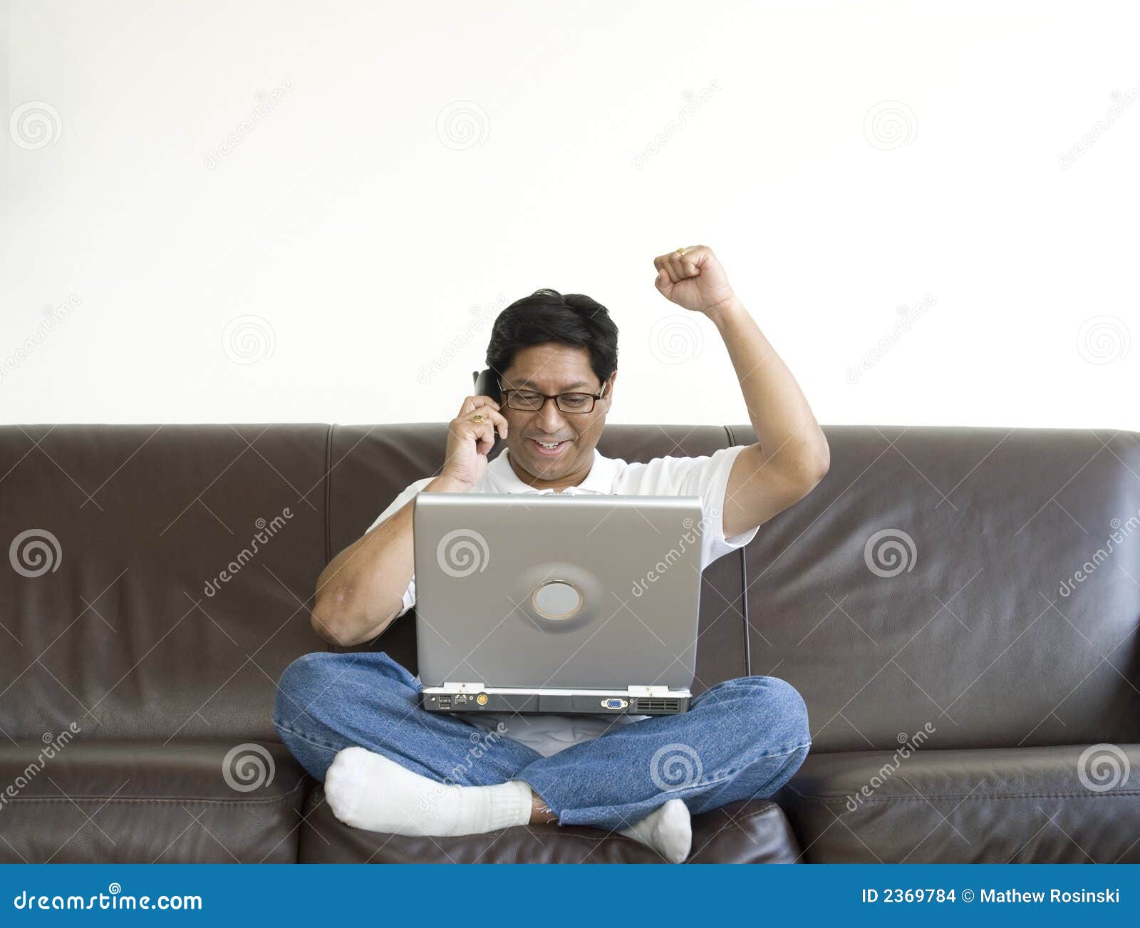 Happy Asian Man with Laptop Stock Photo - Image of blue, contest: 2369784