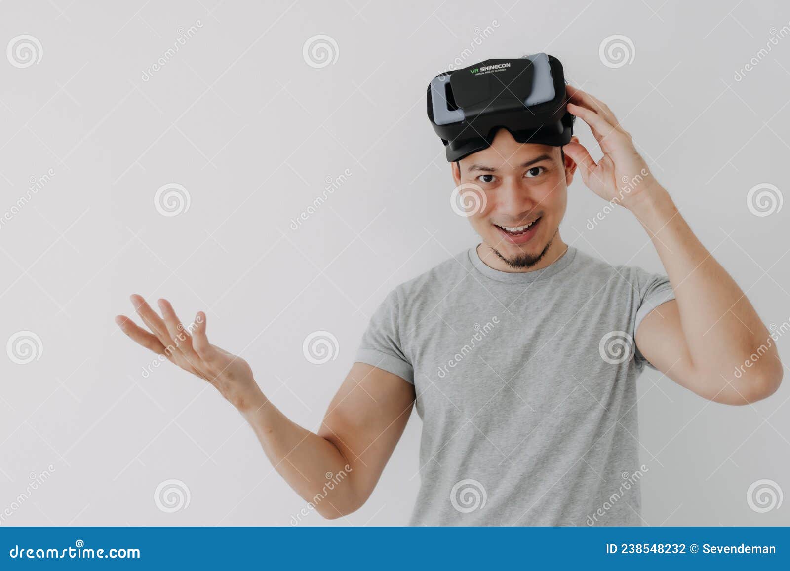 Happy Man Present Virtual Glasses Application for Metaverse Technology ...