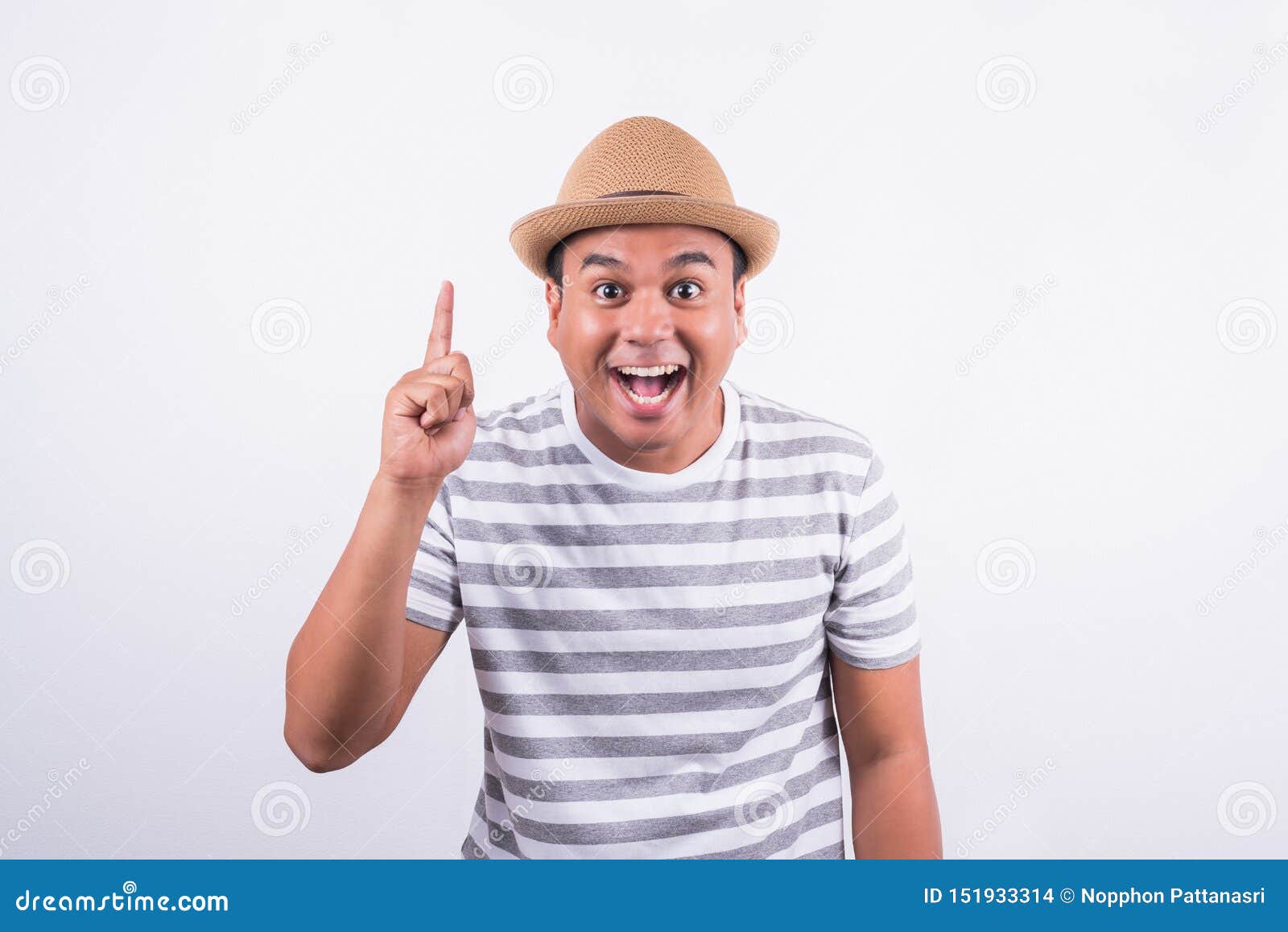 Happy Asian Man Thinking on Isolate. Idea Concept. Stock Photo - Image ...