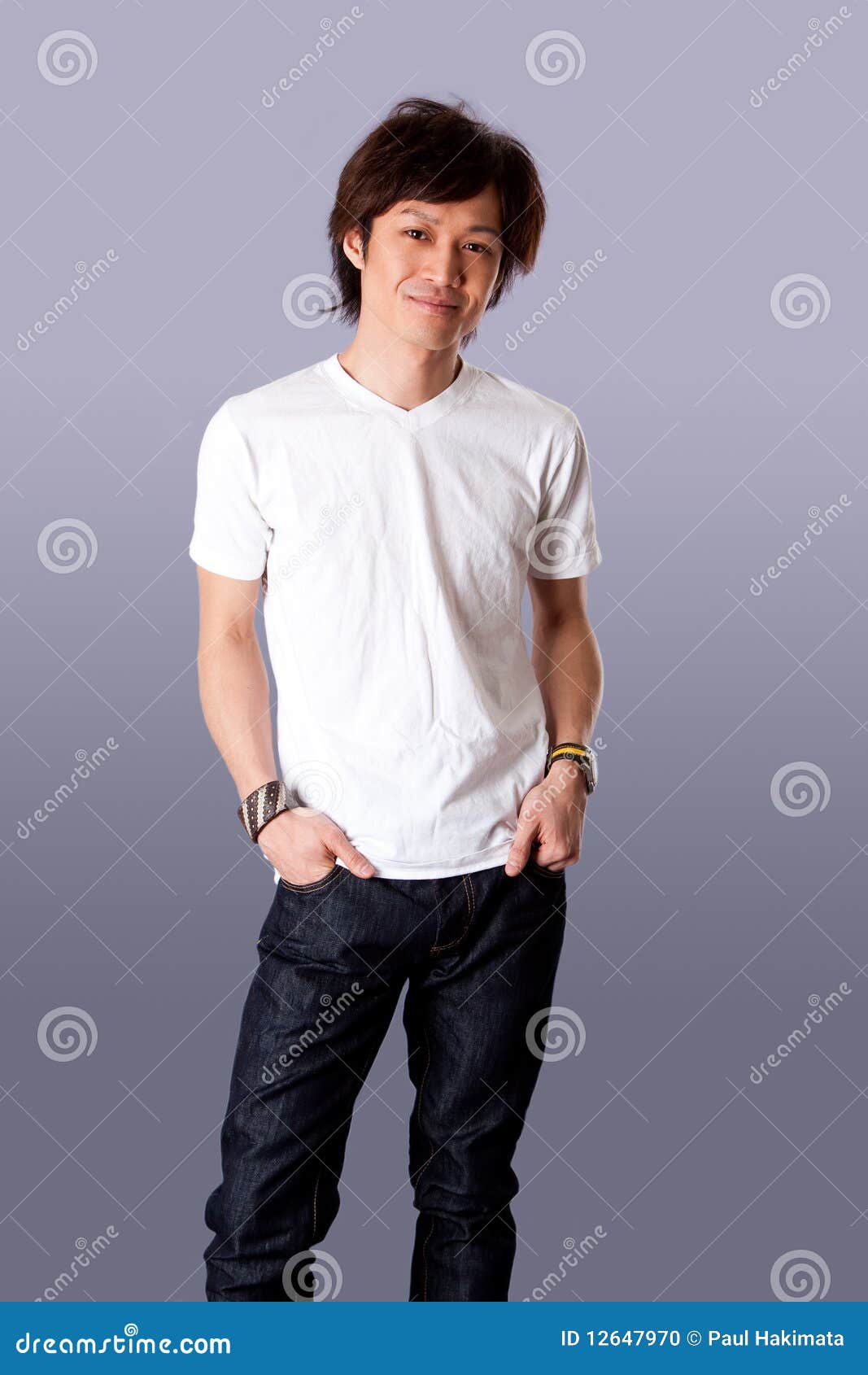 Happy Asian Man in White Shirt Stock Photo - Image of smiles, white ...