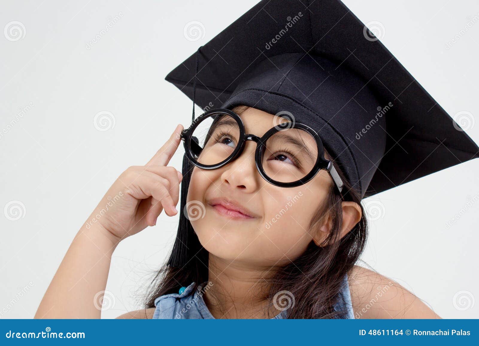 Happy Asian School Kid Graduate Thinking Stock Photo - Image of ...