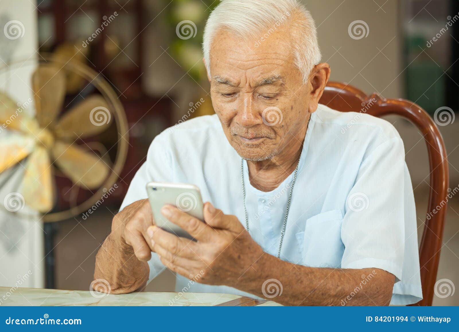 Happy Asian Senior Man Using the Mobile Phone Stock Photo - Image of ...