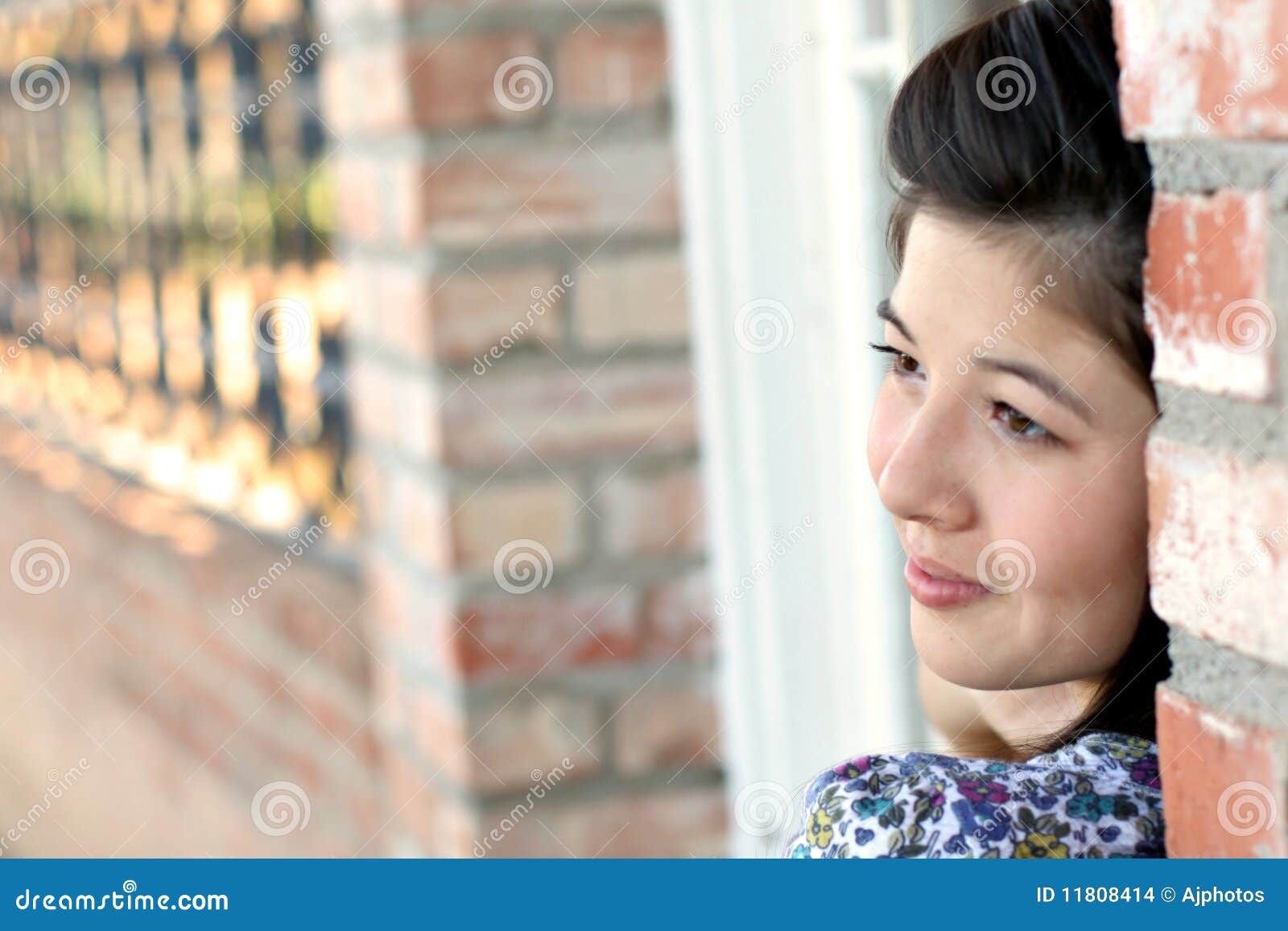 Happy Asian Teenager Profile Stock Photo - Image of outdoors, doorway ...