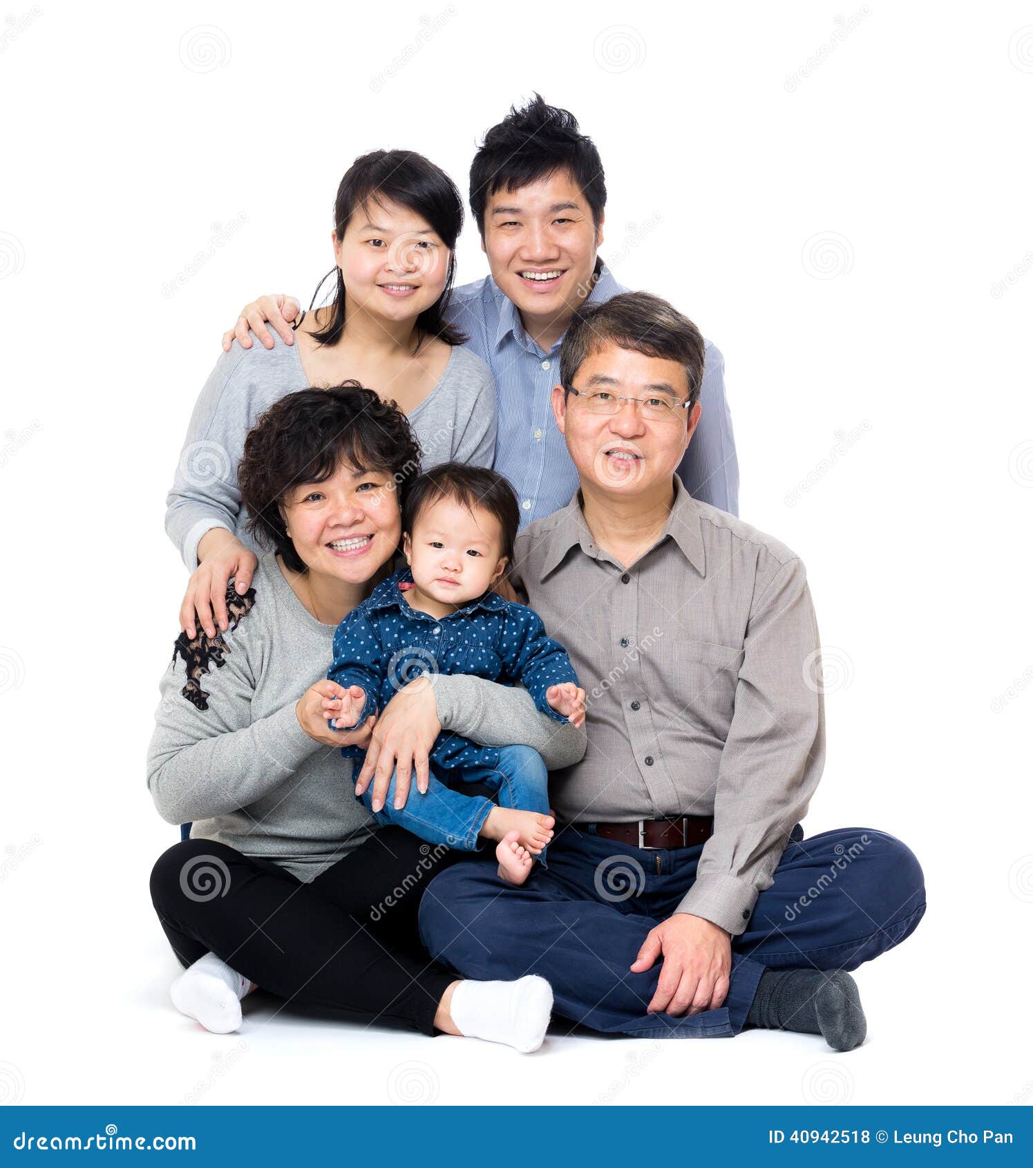 Happy Asian Three Generation Family Stock Photo - Image of daughter ...