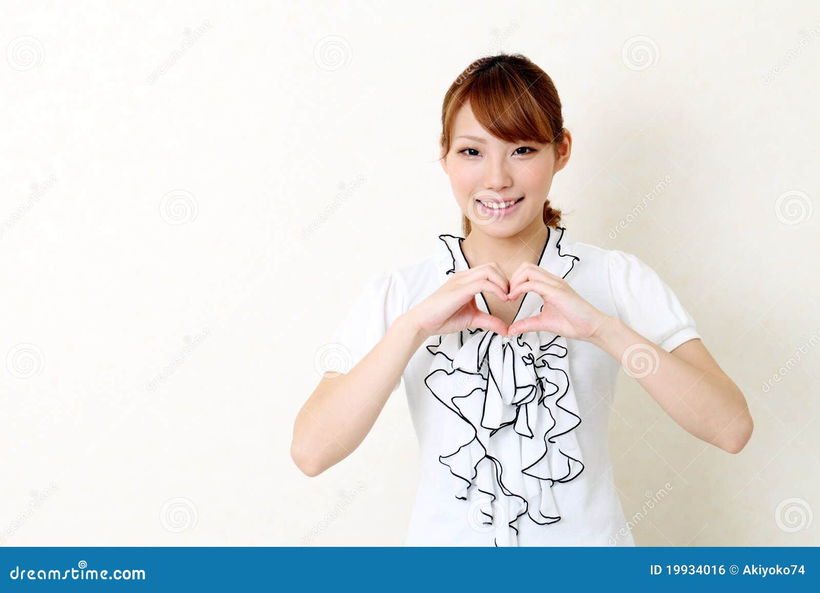 Happy Asian Woman Make Heart Shape by Her Hands Stock Photo - Image of ...