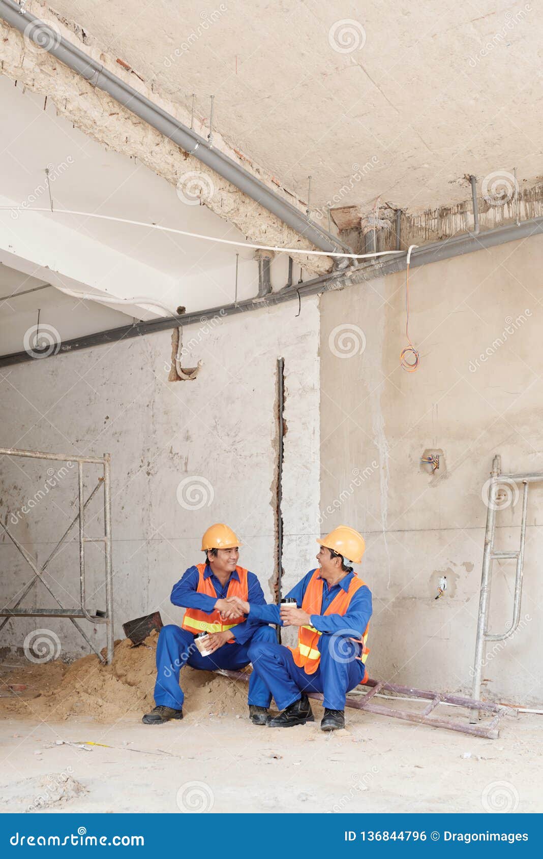 Friendship at Construction Site Stock Photo - Image of asian, resting ...