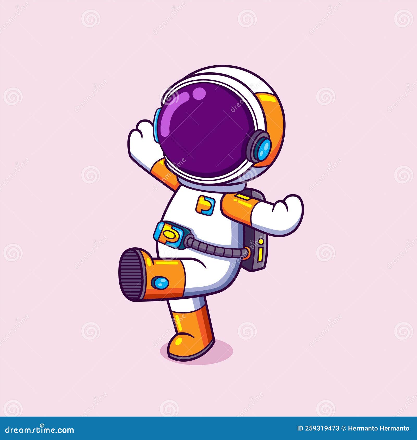 The Happy Astronaut is Walking Around while Doing Some Action Stock ...