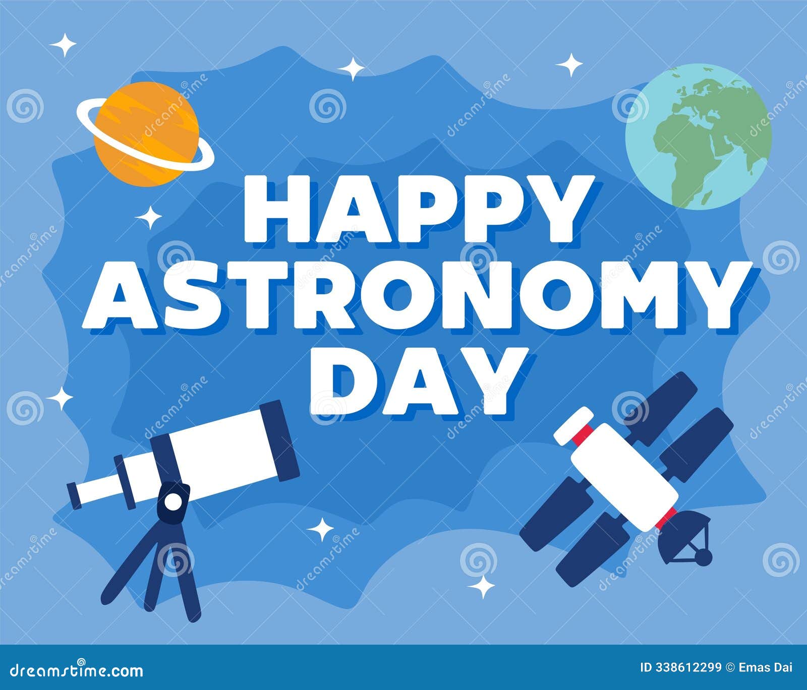 Happy Astronomy Day with Outer Space Ornament Stock Illustration ...