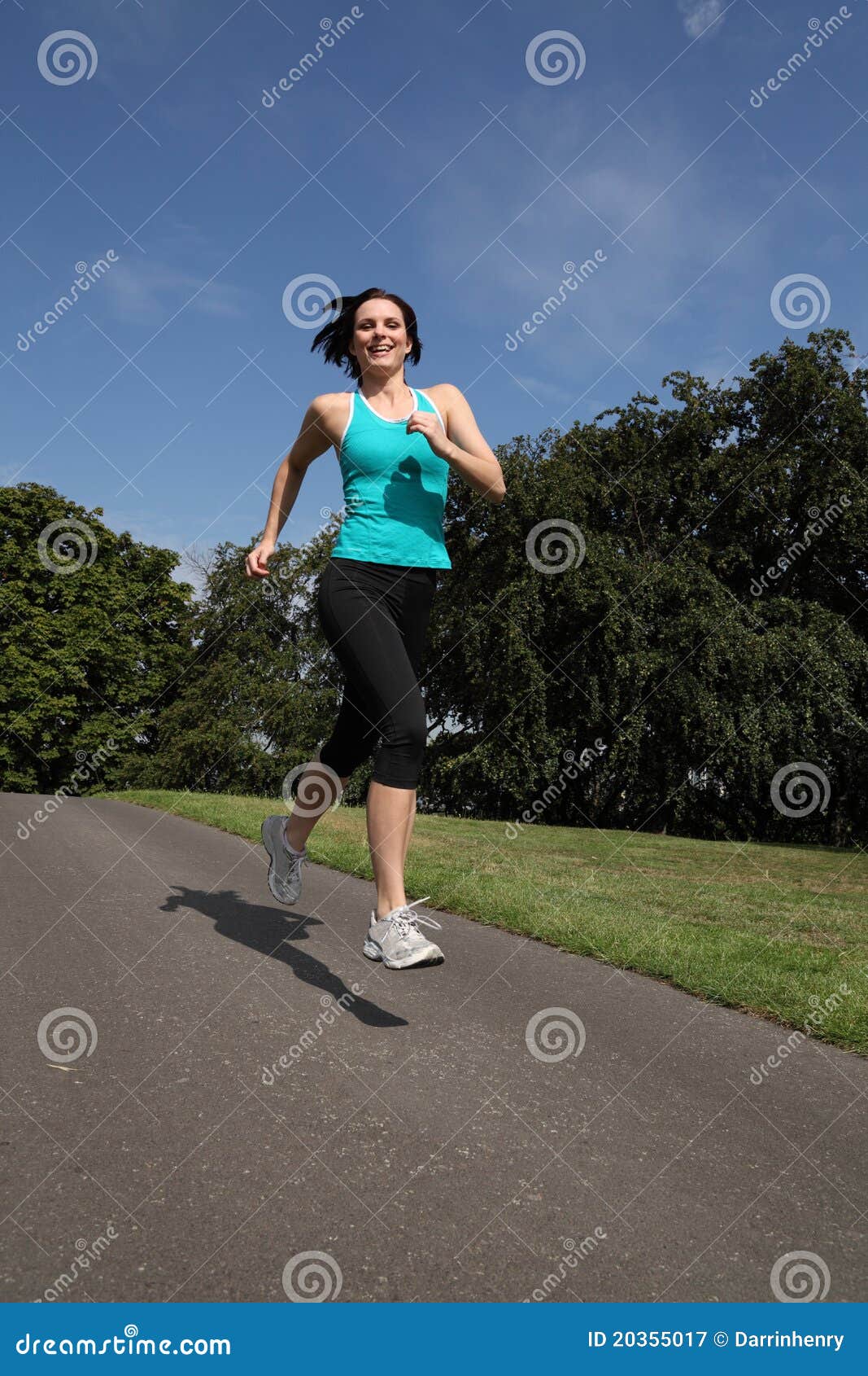 Happy Athlete Girl Running at Speed in the Park Stock Image - Image of ...