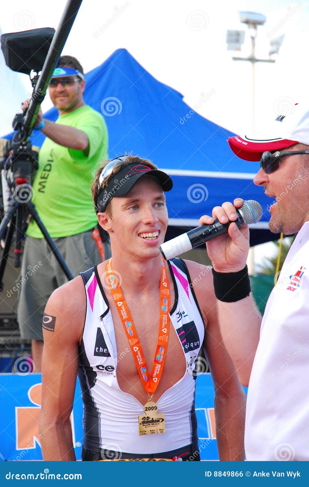 Happy athlete interview editorial photo. Image of sports - 8849866