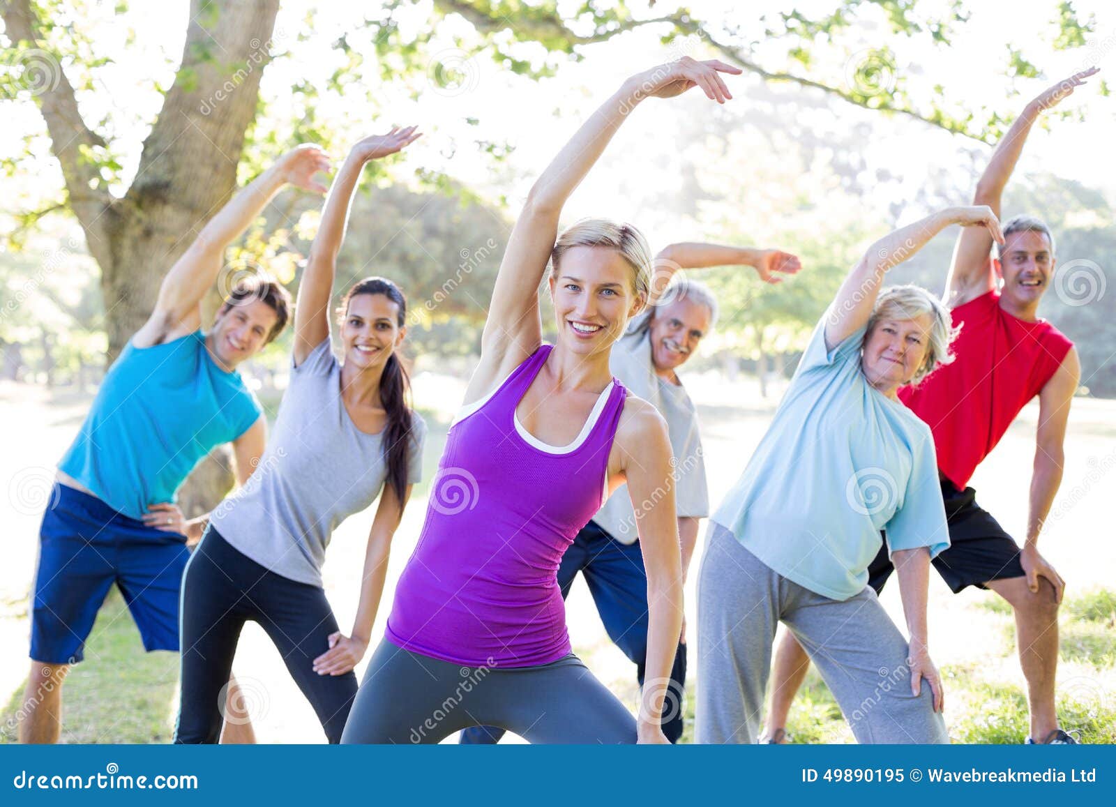 Happy Athletic Group Training Stock Image - Image of pretty, leader ...