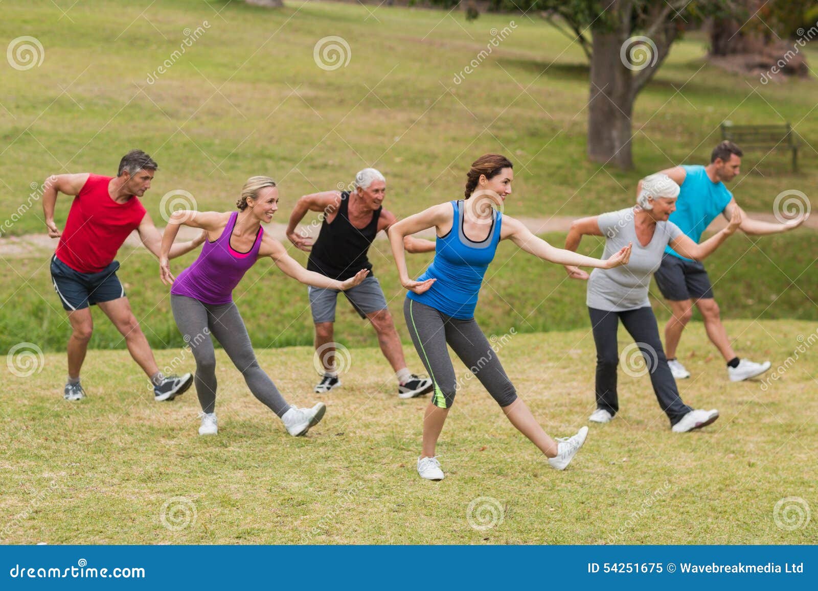 Happy Athletic Group Training Stock Image - Image of outdoors, adult ...