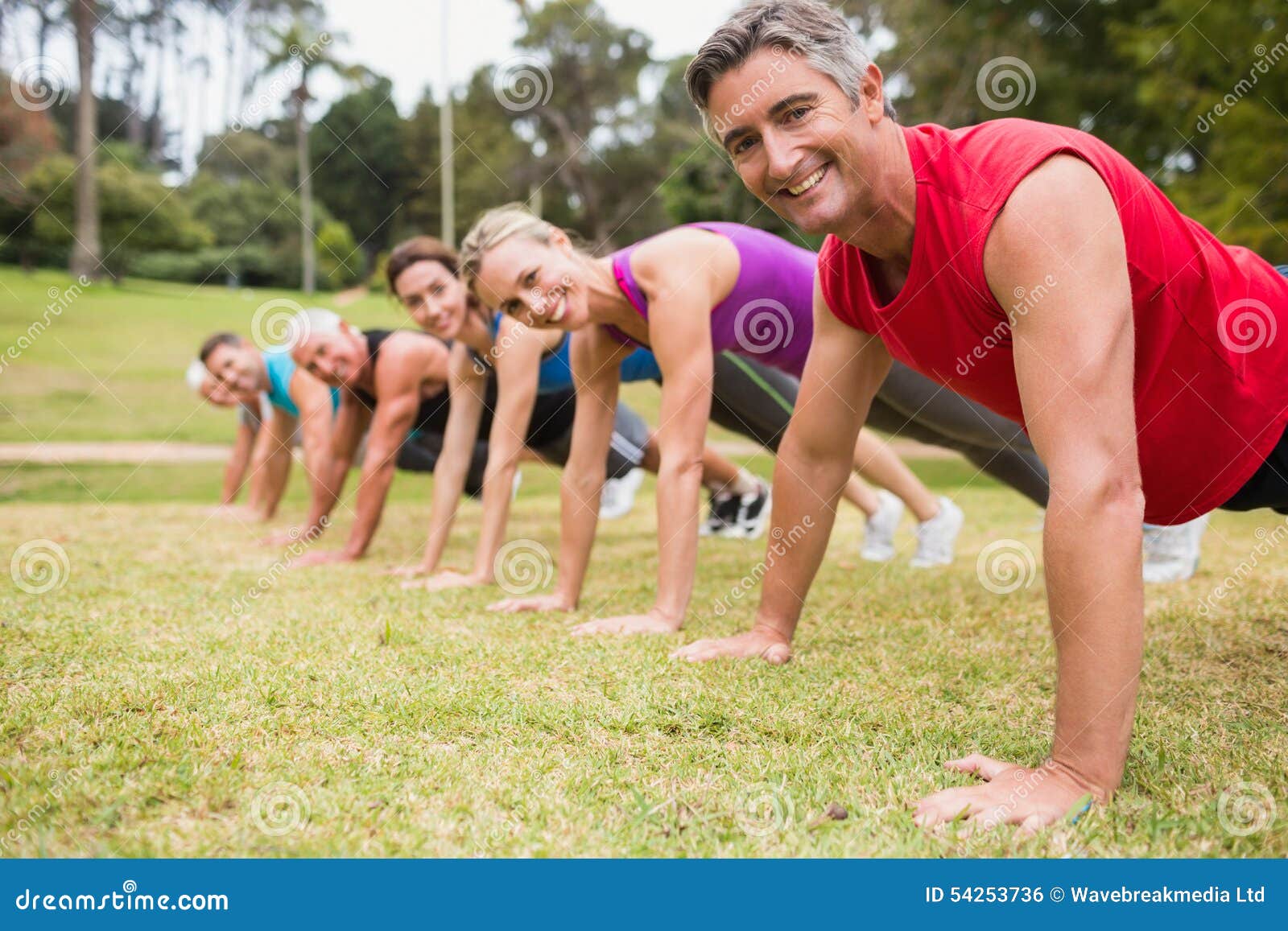 Happy Athletic Group Training Stock Photo - Image of health, camp: 54253736