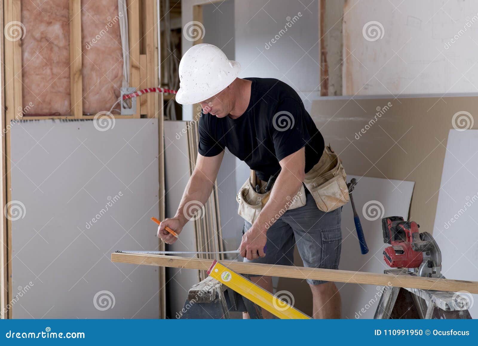 Happy Attractive and Confident Constructor Carpenter or Builder Man in ...