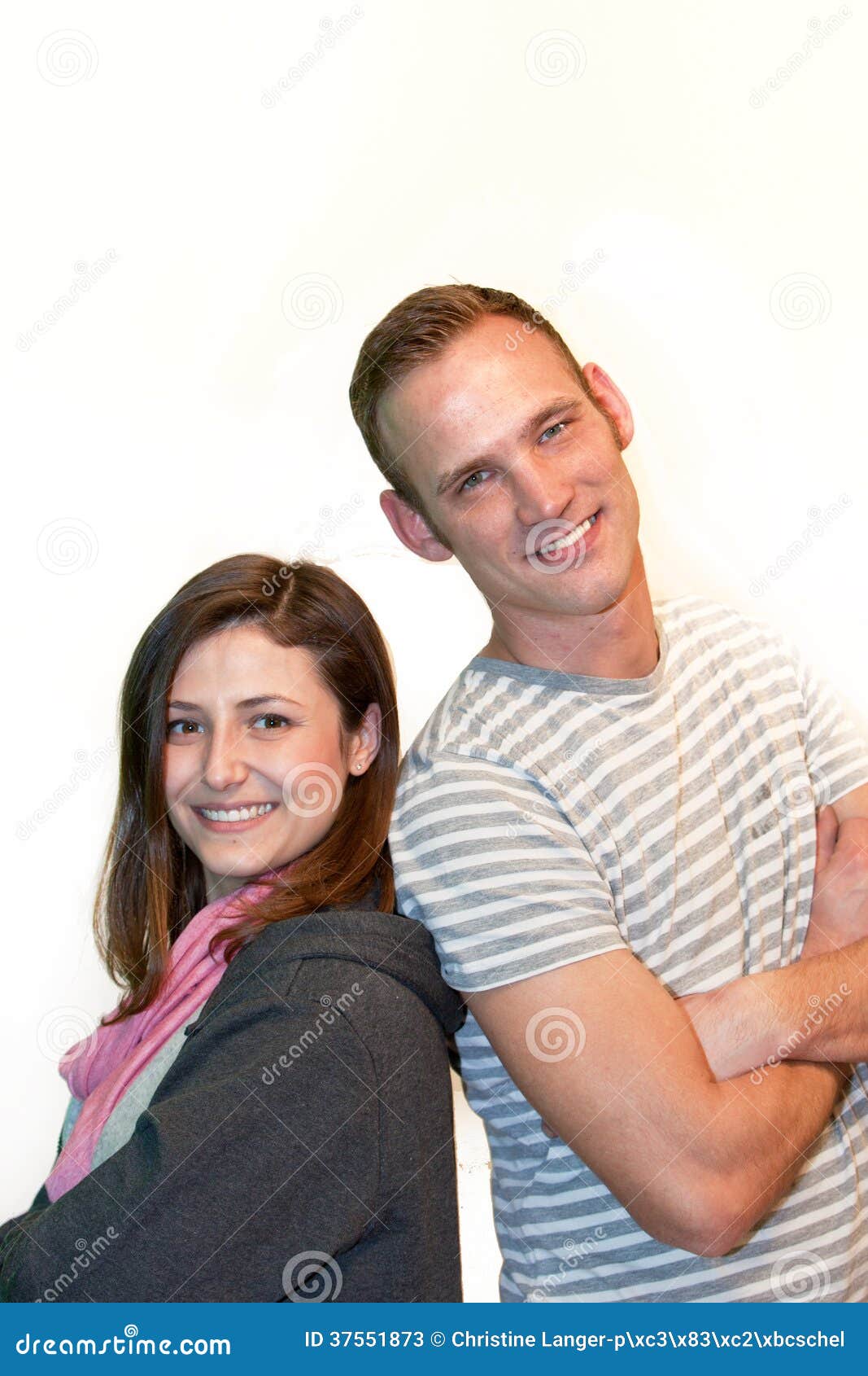 Happy Attractive Couple Posing Back To Back Stock Image - Image of ...