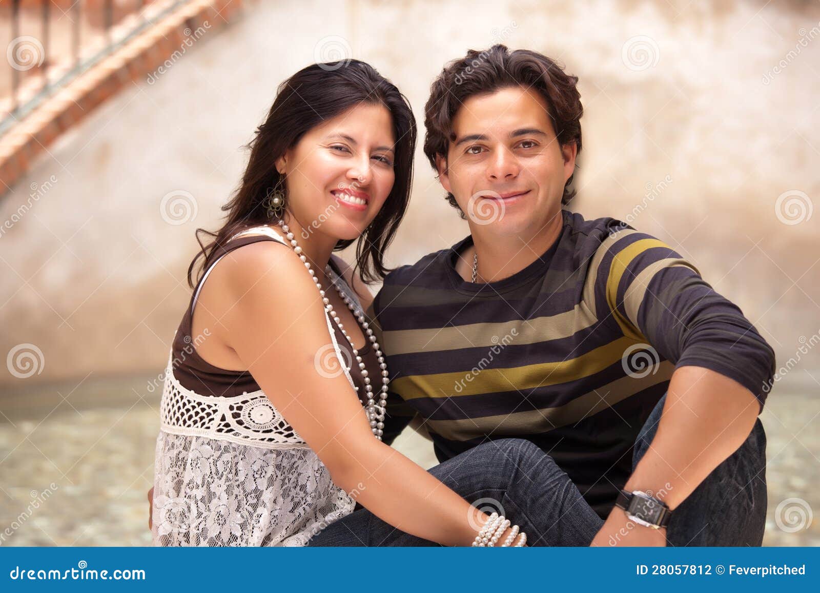 Happy Attractive Hispanic Couple at the Park Stock Photo - Image of ...