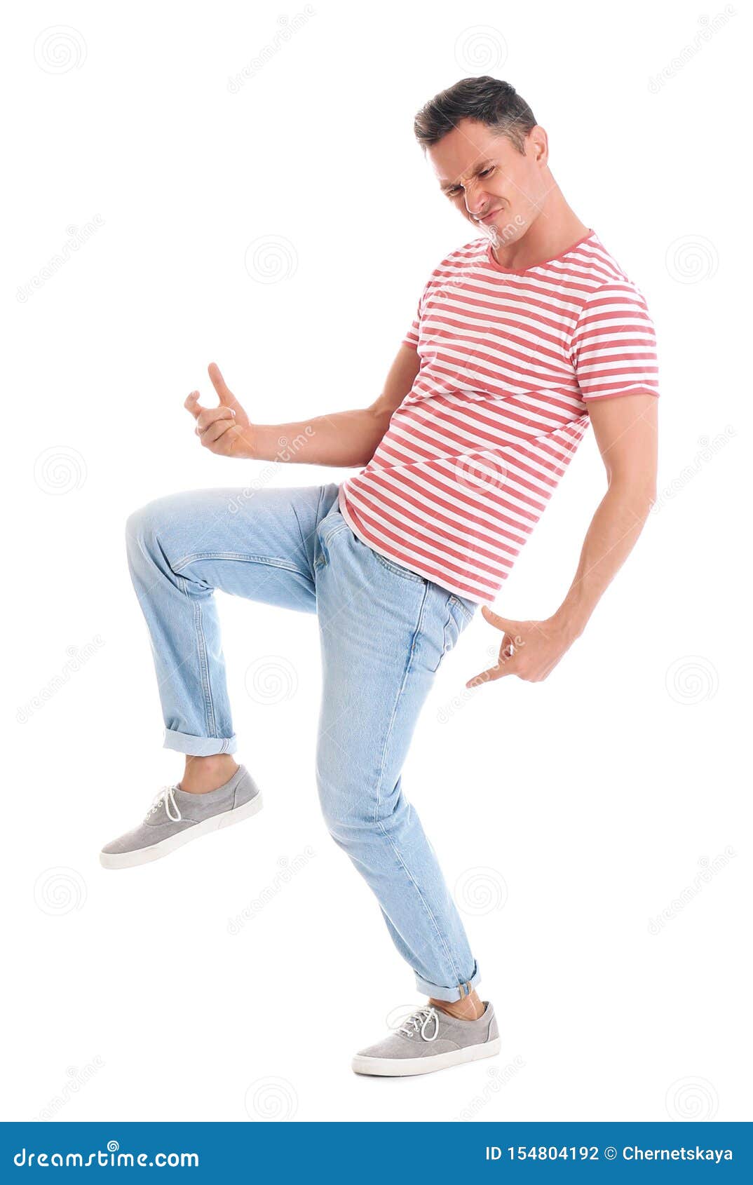 Happy Attractive Man Dancing on White Stock Photo - Image of dance ...