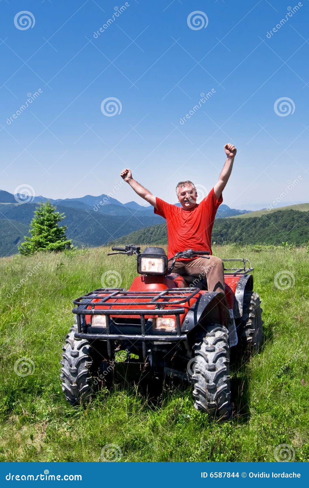 Happy ATV driver - quad stock photo. Image of hobby, four - 6587844
