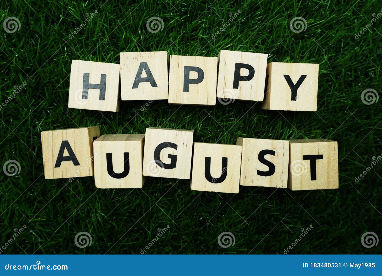 Happy August Alphabet Letters Flat Lay on Green Grass Background Stock ...