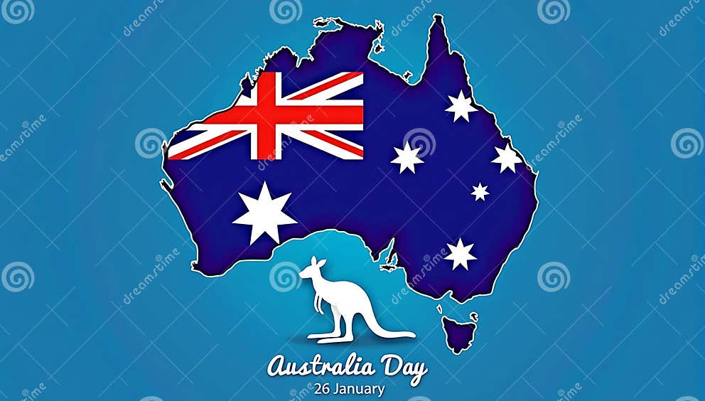 Happy Australia Day, Map with Fronts Stock Illustration - Illustration ...