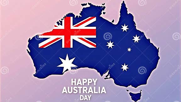 Happy Australia Day, Map with Fronts Stock Illustration - Illustration ...