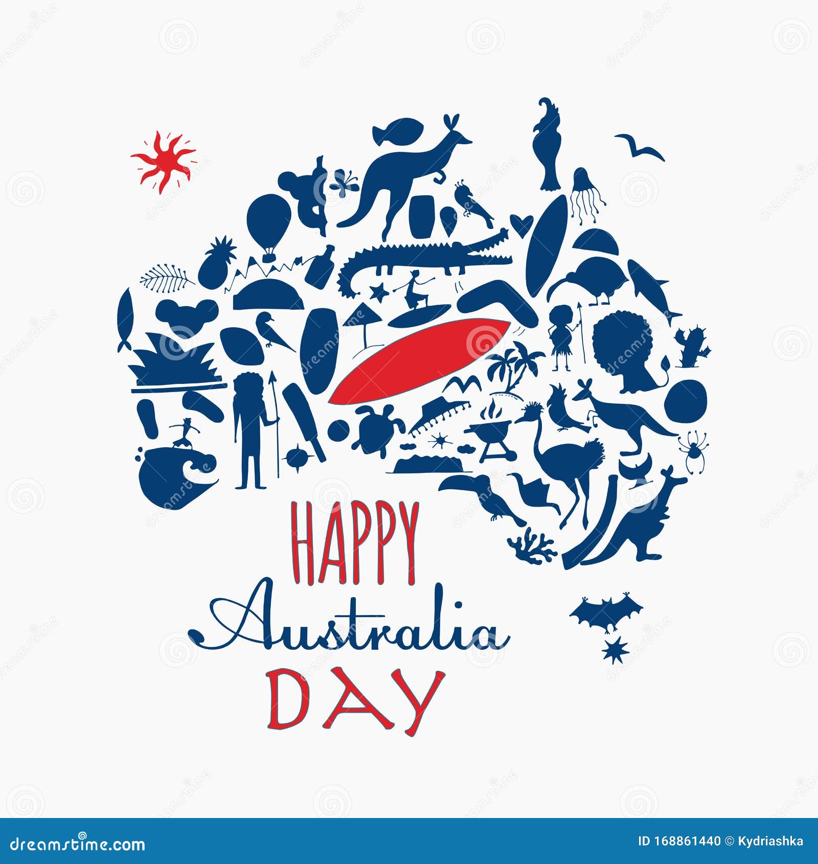 Happy Australian Day. Greeting Card Design Stock Vector - Illustration ...