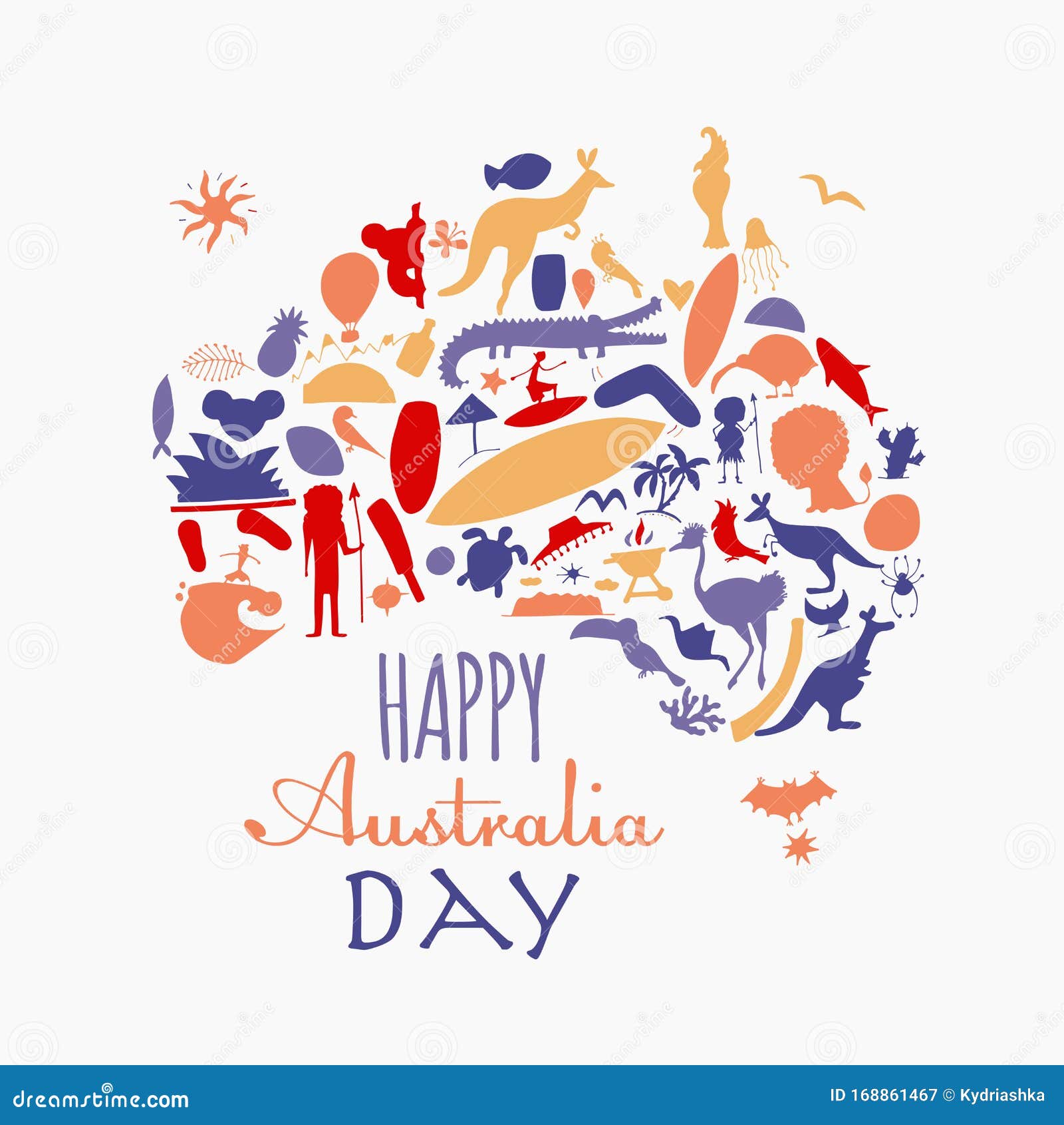 Happy Australian Day. Greeting Card Design Stock Vector - Illustration ...