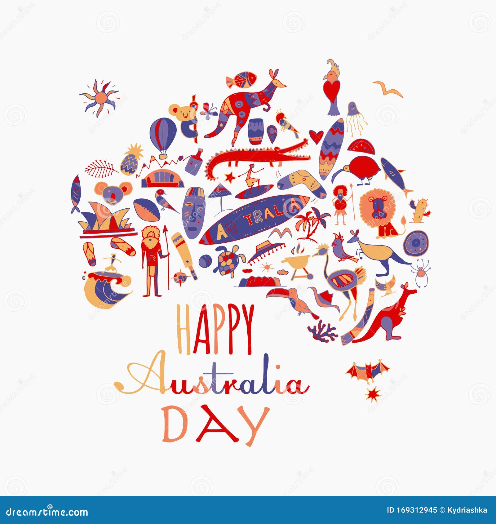 Happy Australian Day. Greeting Card Design Stock Vector - Illustration ...