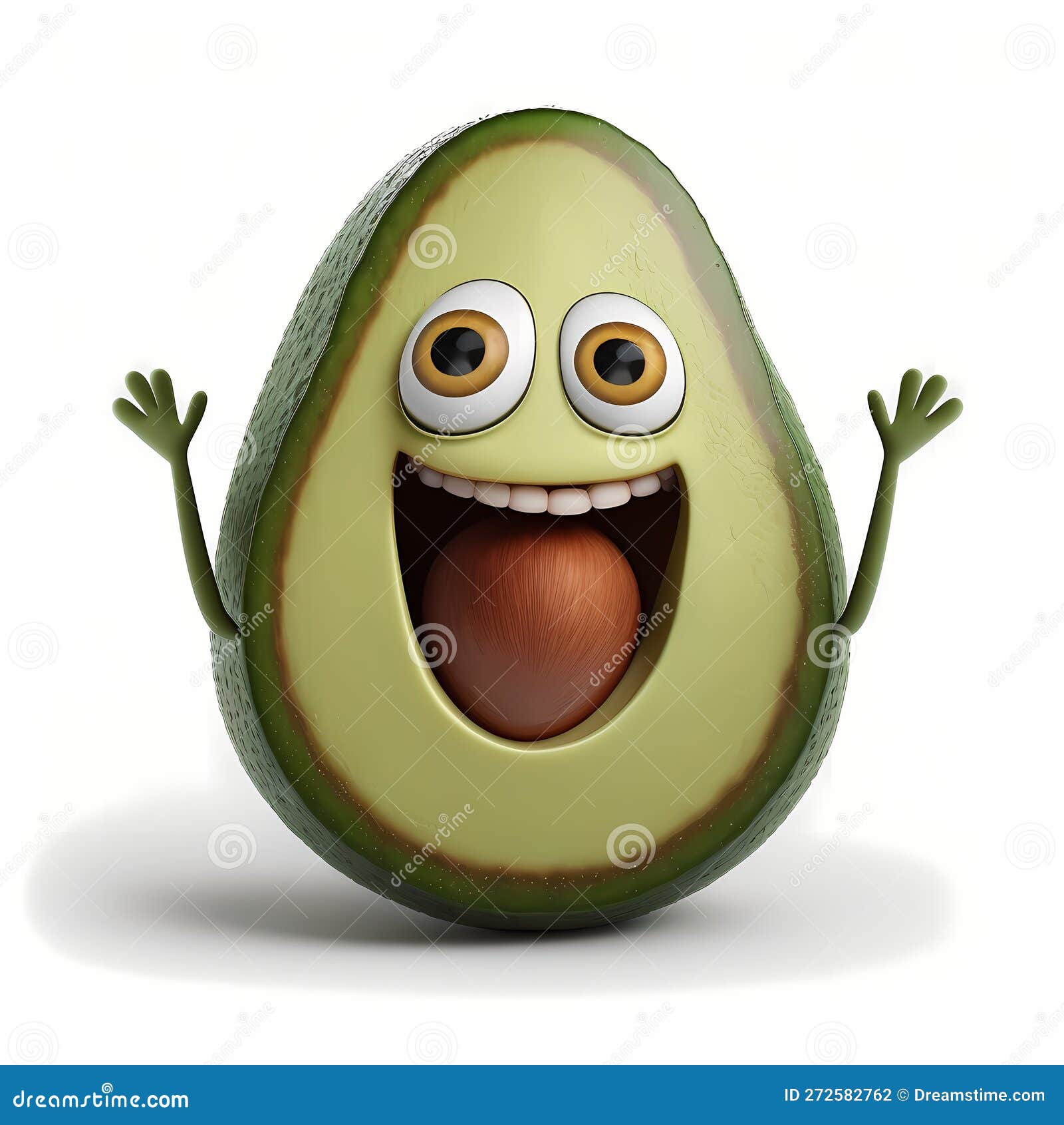 Happy Avocado Cartoon. Generative AI Stock Illustration - Illustration ...